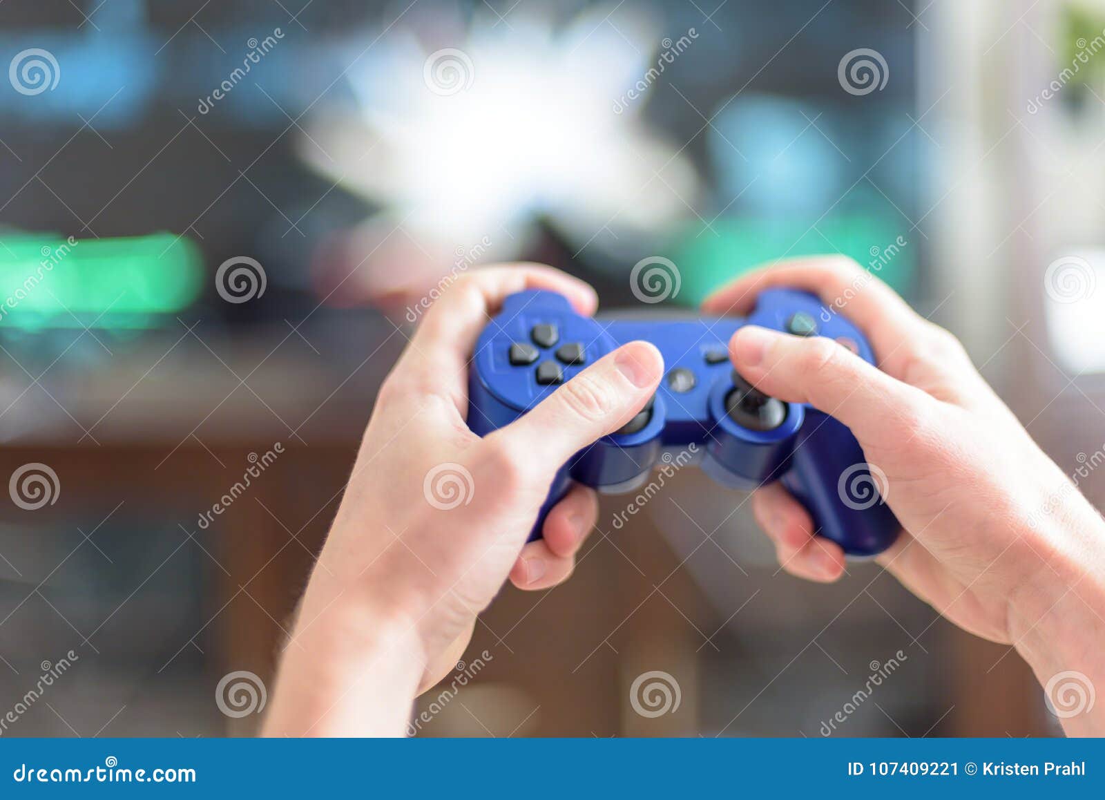 Closeup of Mans Hands on Video Game Controller Stock Image - Image of ...
