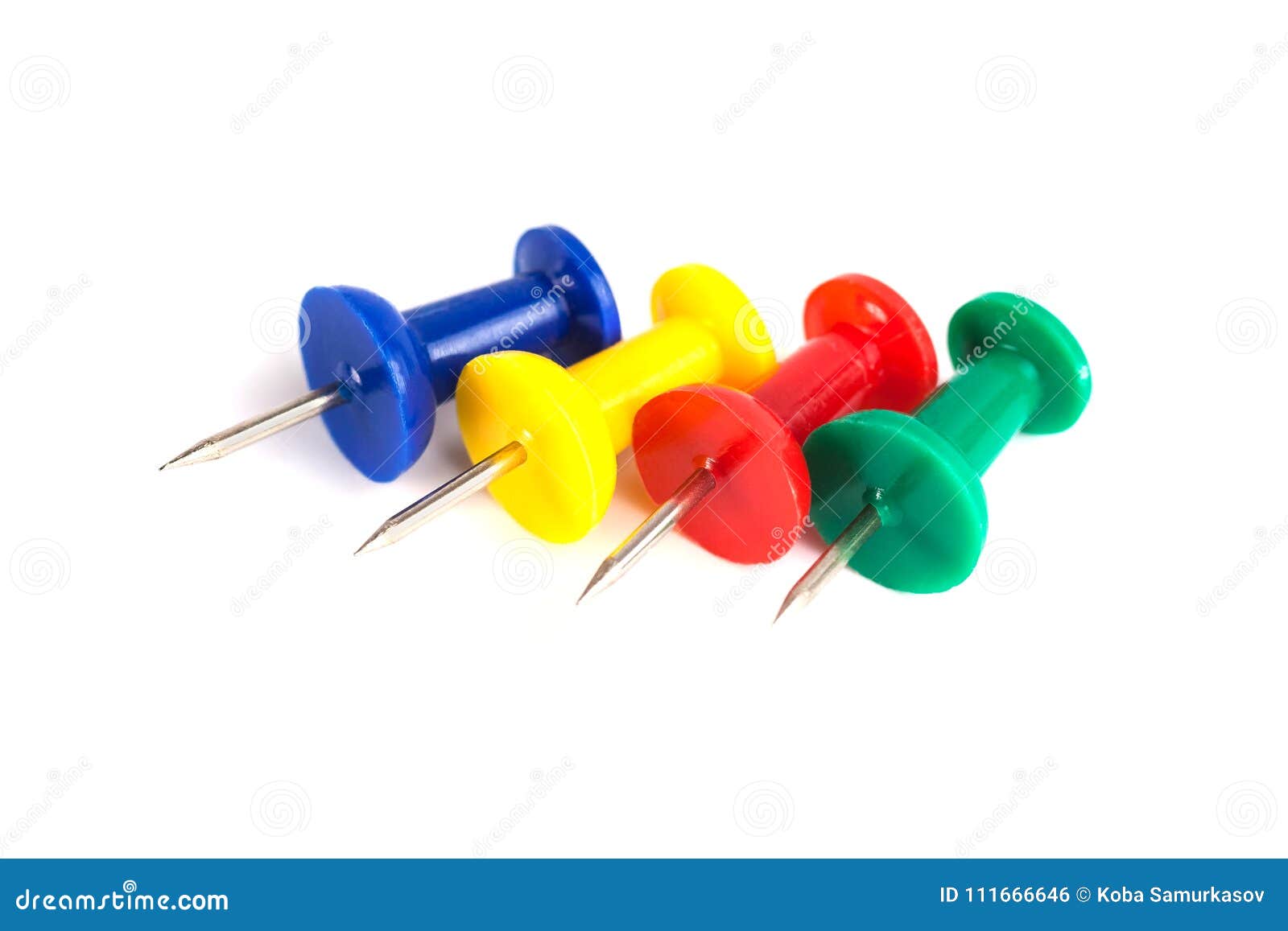 Closeup of Many Colored Thumbtacks on White Stock Photo - Image of ...