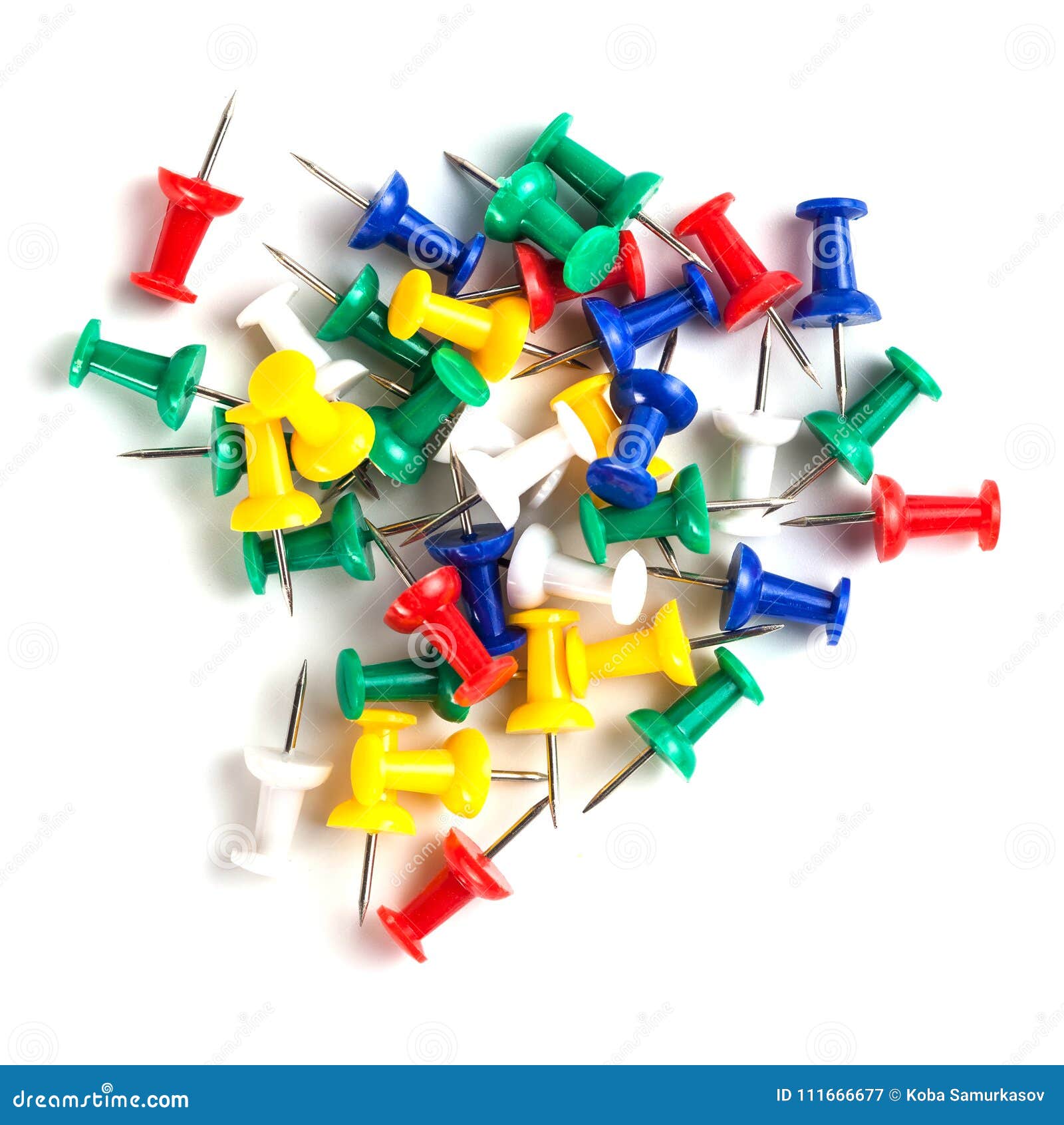 Closeup of Many Colored Thumbtacks on White Stock Image - Image of post ...