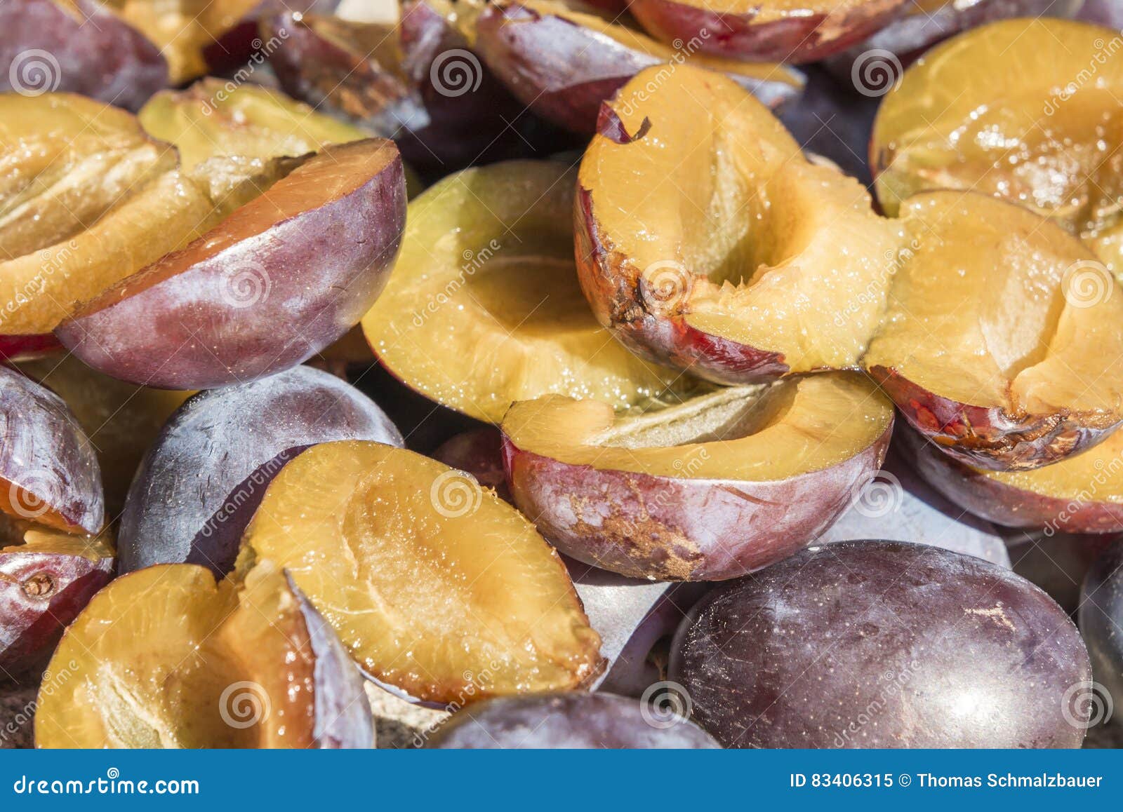 Closeup of Many Pitted Plum Stock Image - Image of cutted, collecting ...