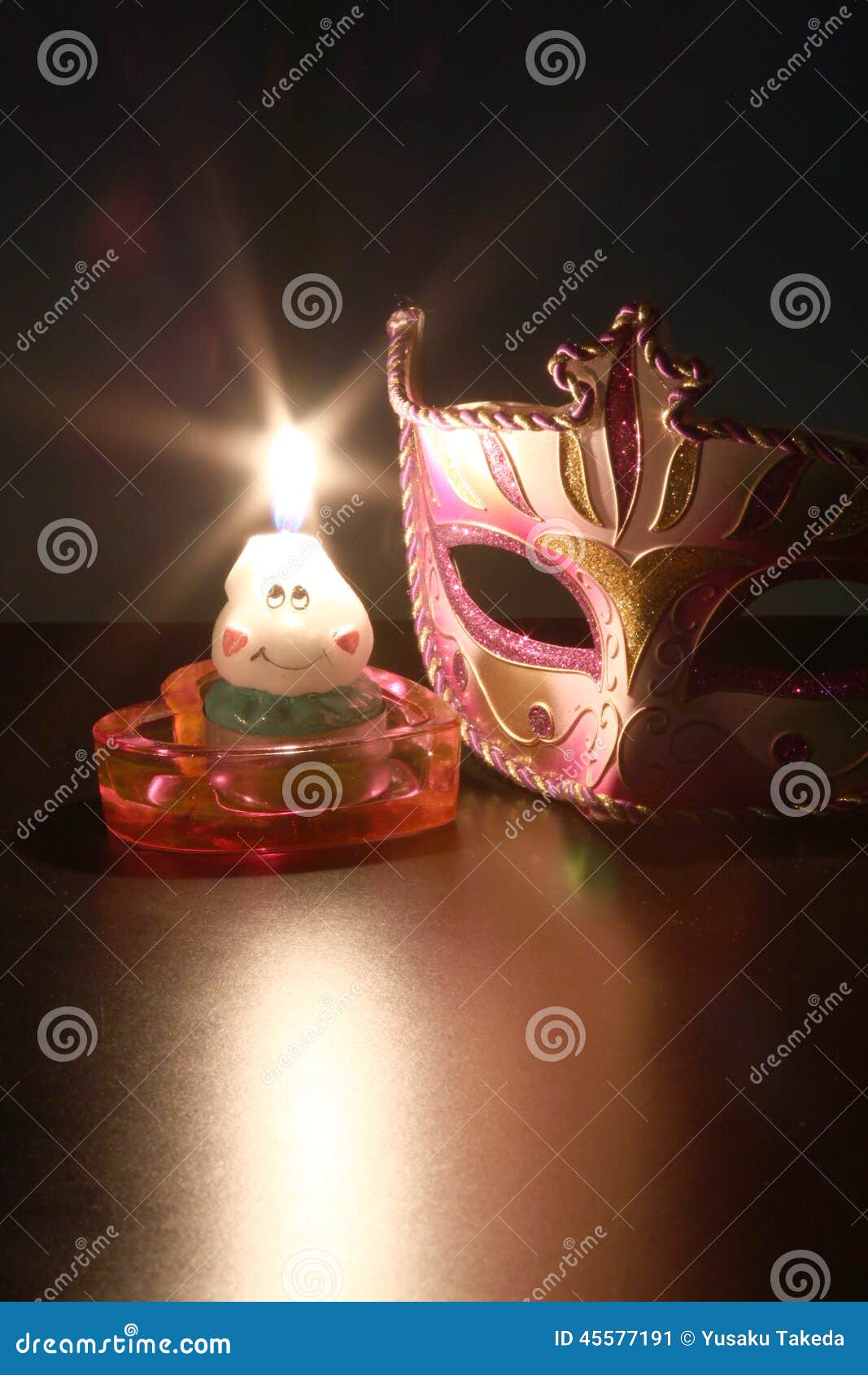 Closeup of Mask with Candle Flame. Stock Image - Image of anniversary ...