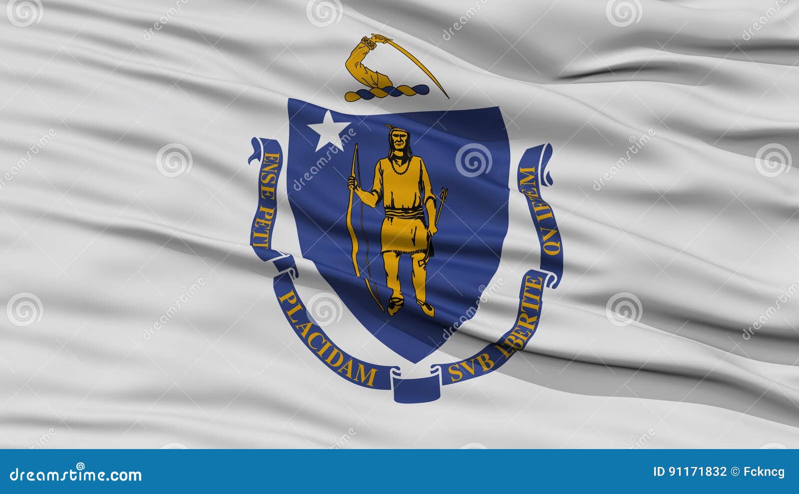 Closeup Massachusetts Flag, USA State Stock Illustration - Illustration ...