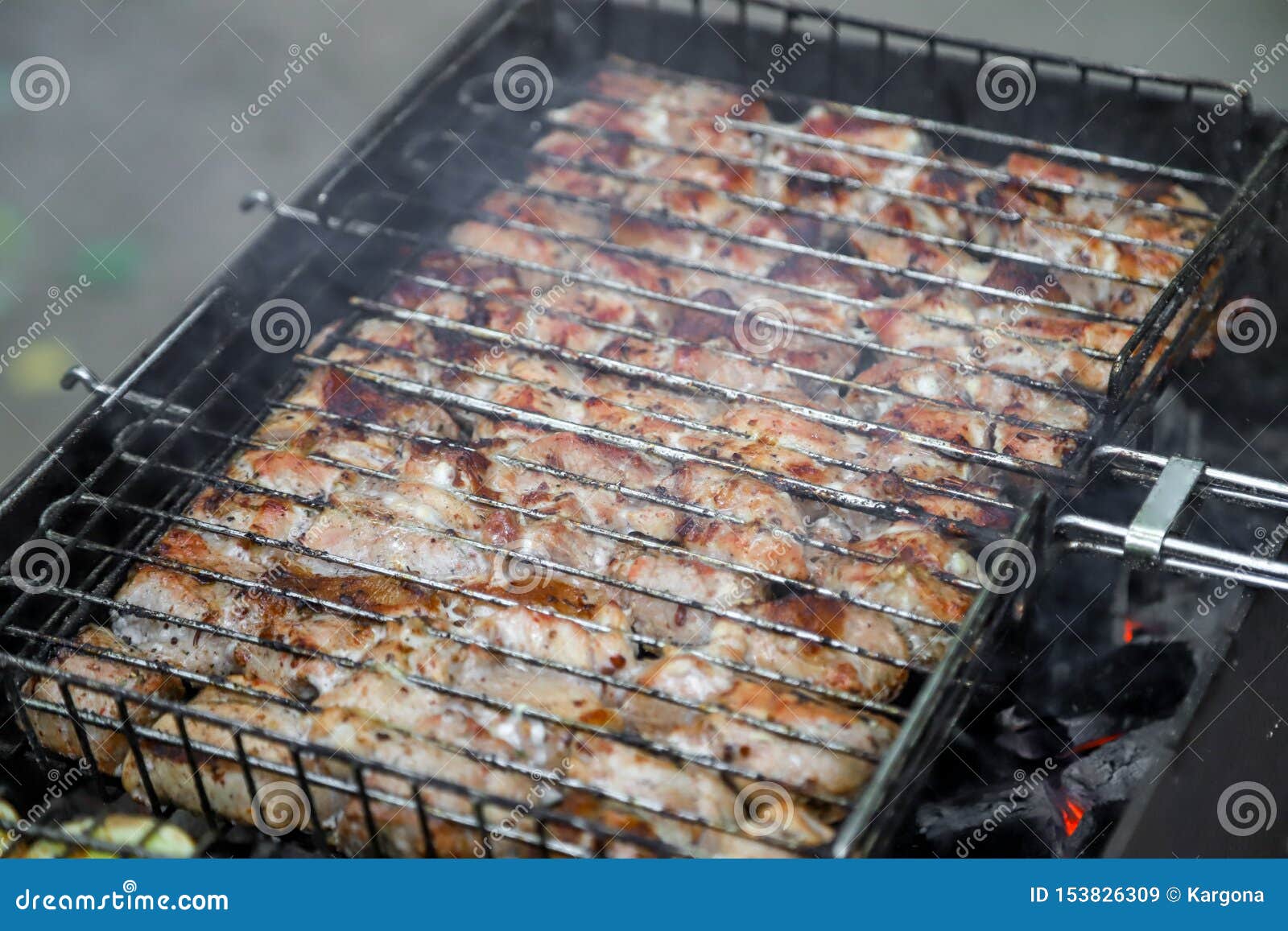 Closeup of the Meat, Roasted in the Open Fire Stock Image - Image of ...