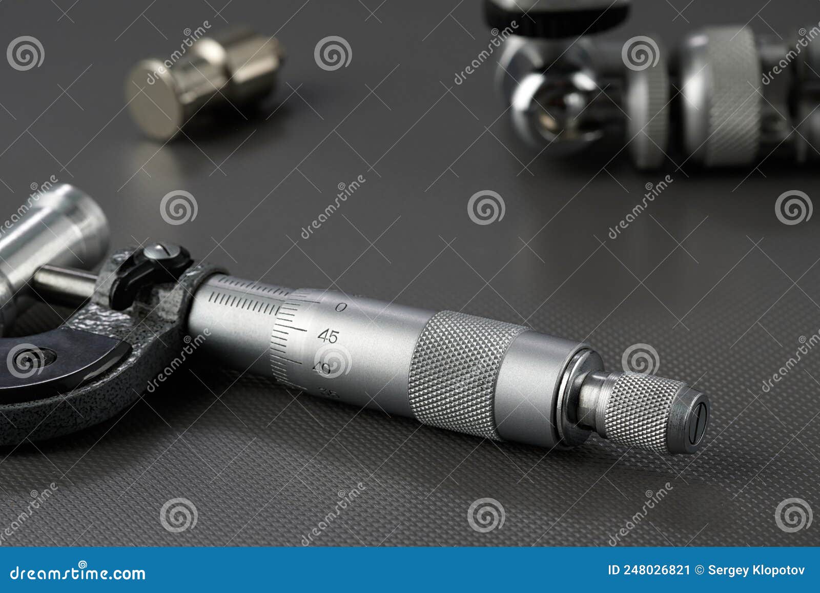 Closeup of a Mechanical Micrometer Stock Image - Image of background ...