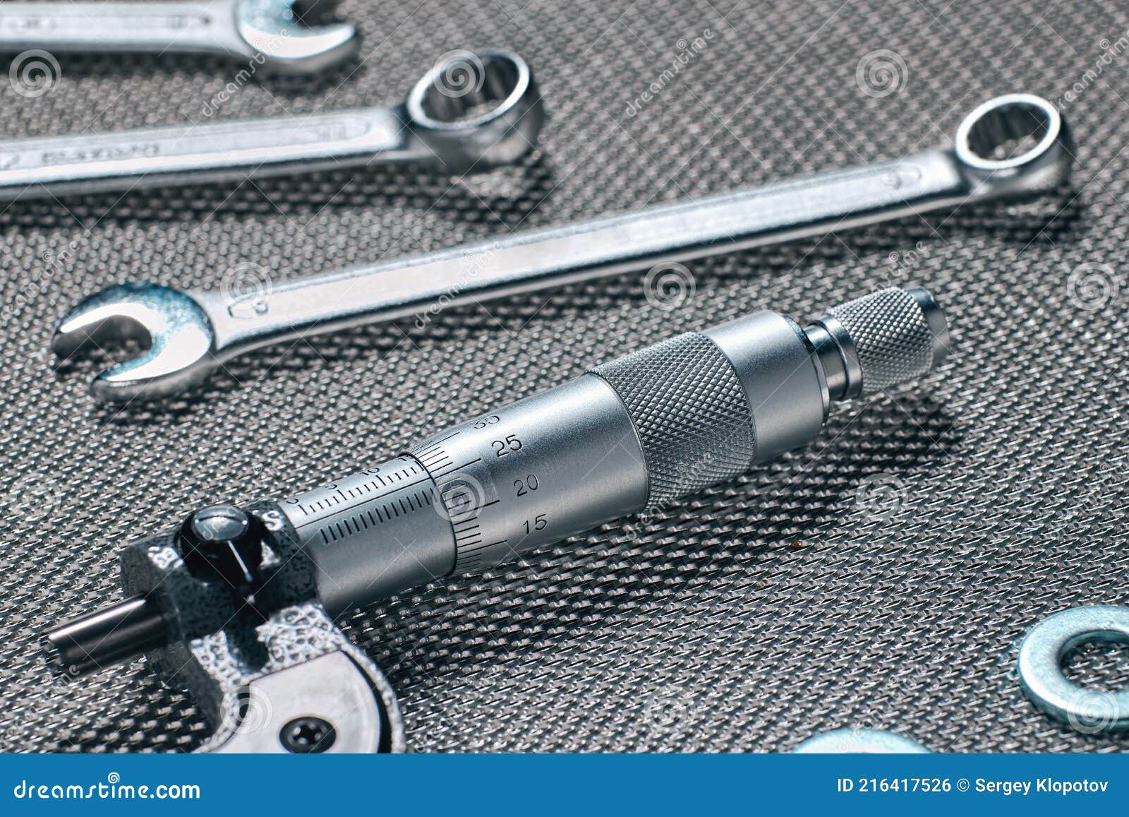 Open Micrometer Side View Isolated On Black Background Royalty-Free ...