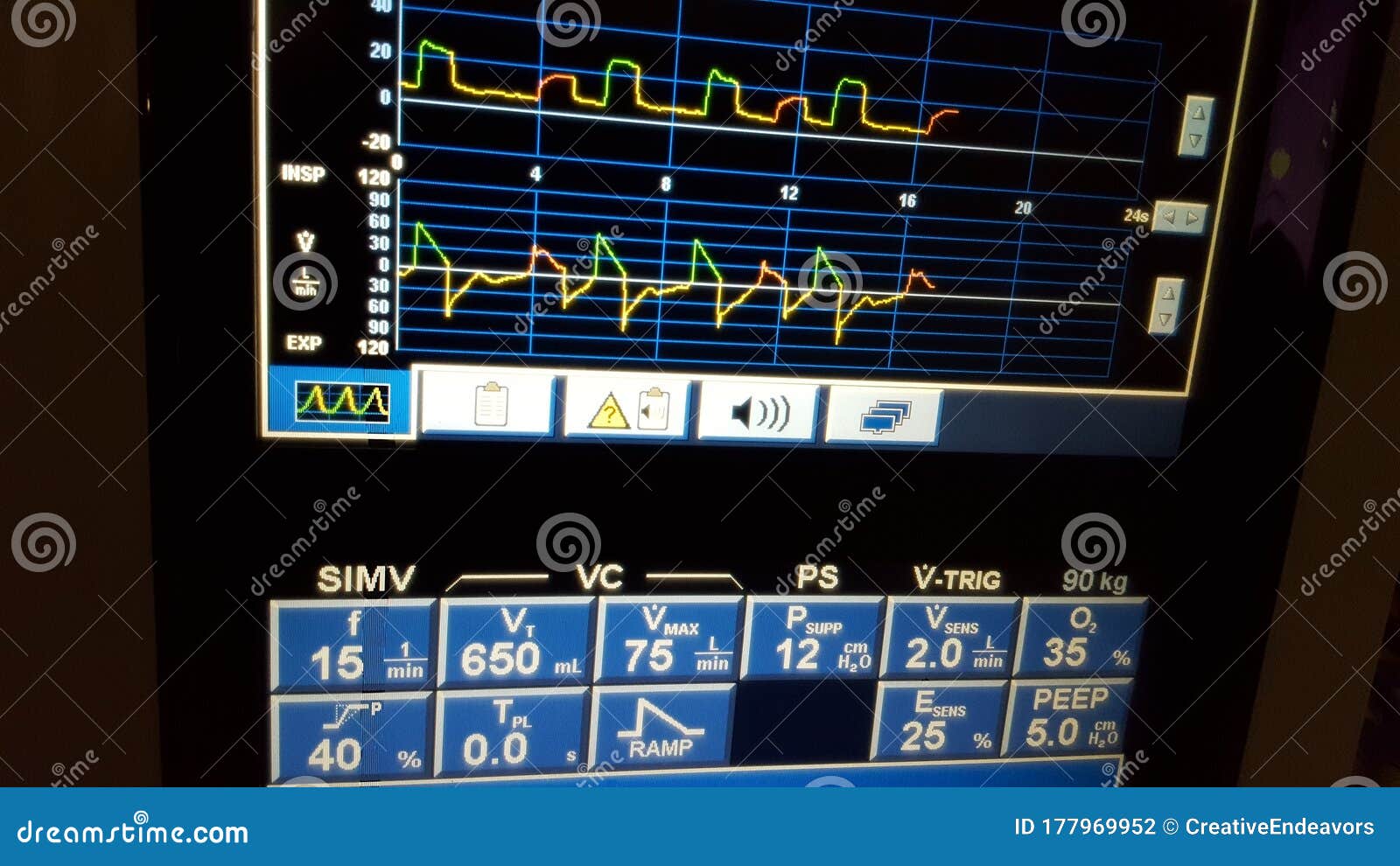 Closeup of a Mechanical Ventilator,s Control Panel Stock Photo - Image ...