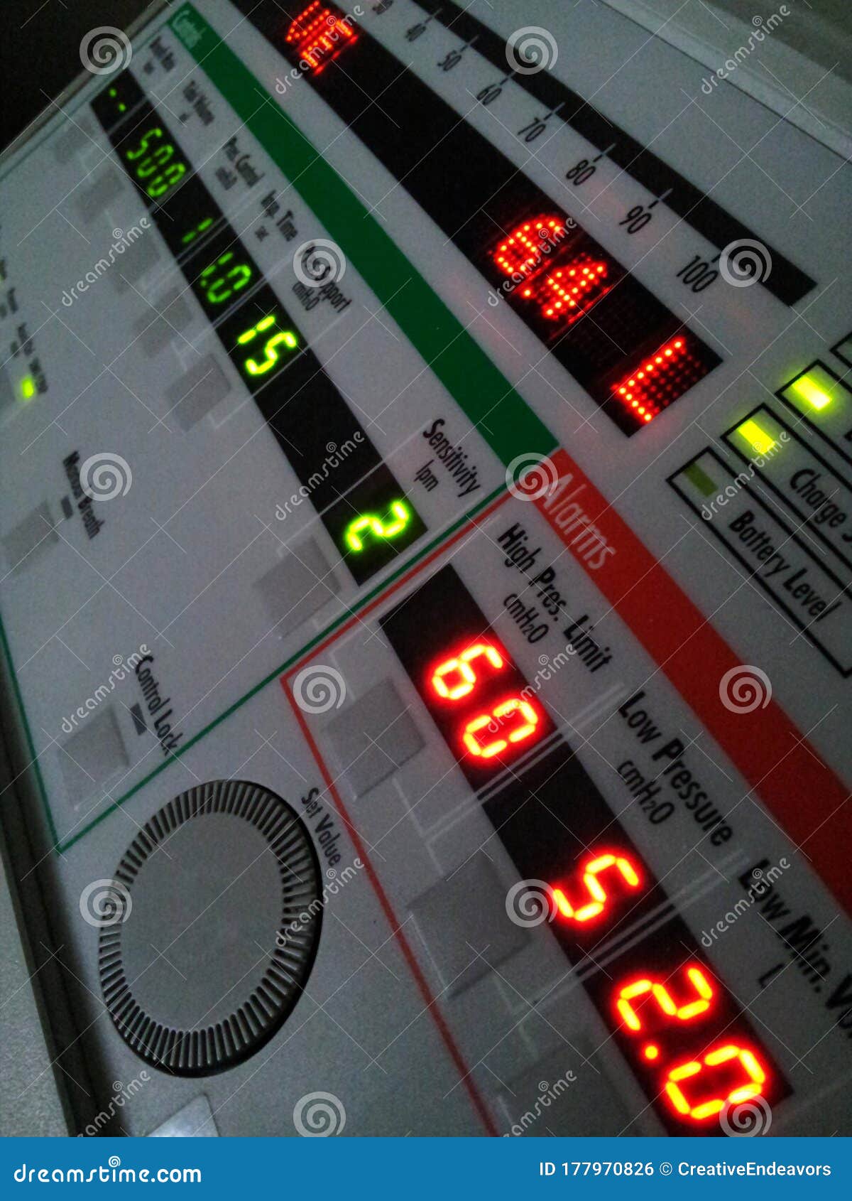 Closeup of a Mechanical Ventilator,s Control Panel Stock Photo - Image ...
