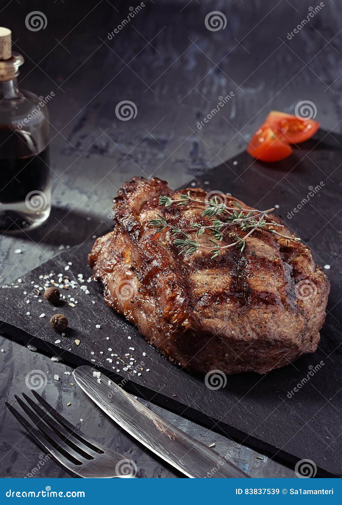 Closeup of Medium Rare Roast Beef Steak Stock Image - Image of herb ...