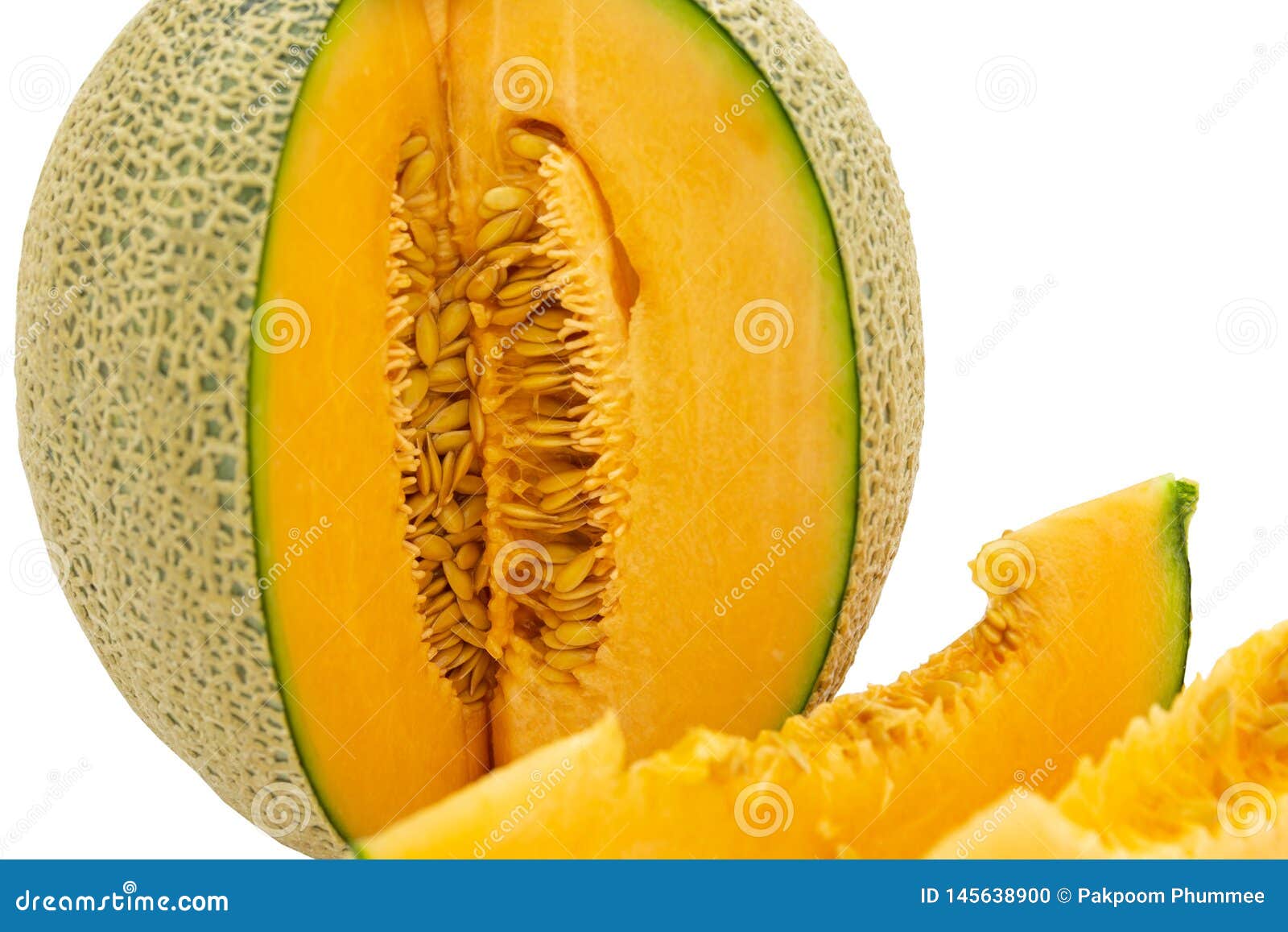 Closeup Melon Bright Colors that is Turned and Pieces Isolated Stock ...