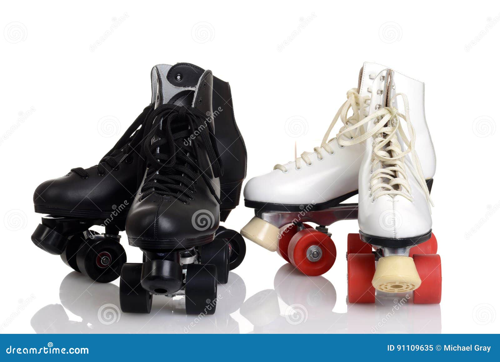 Closeup Men`s and Women Quad Roller Skates Stock Image - Image of ...