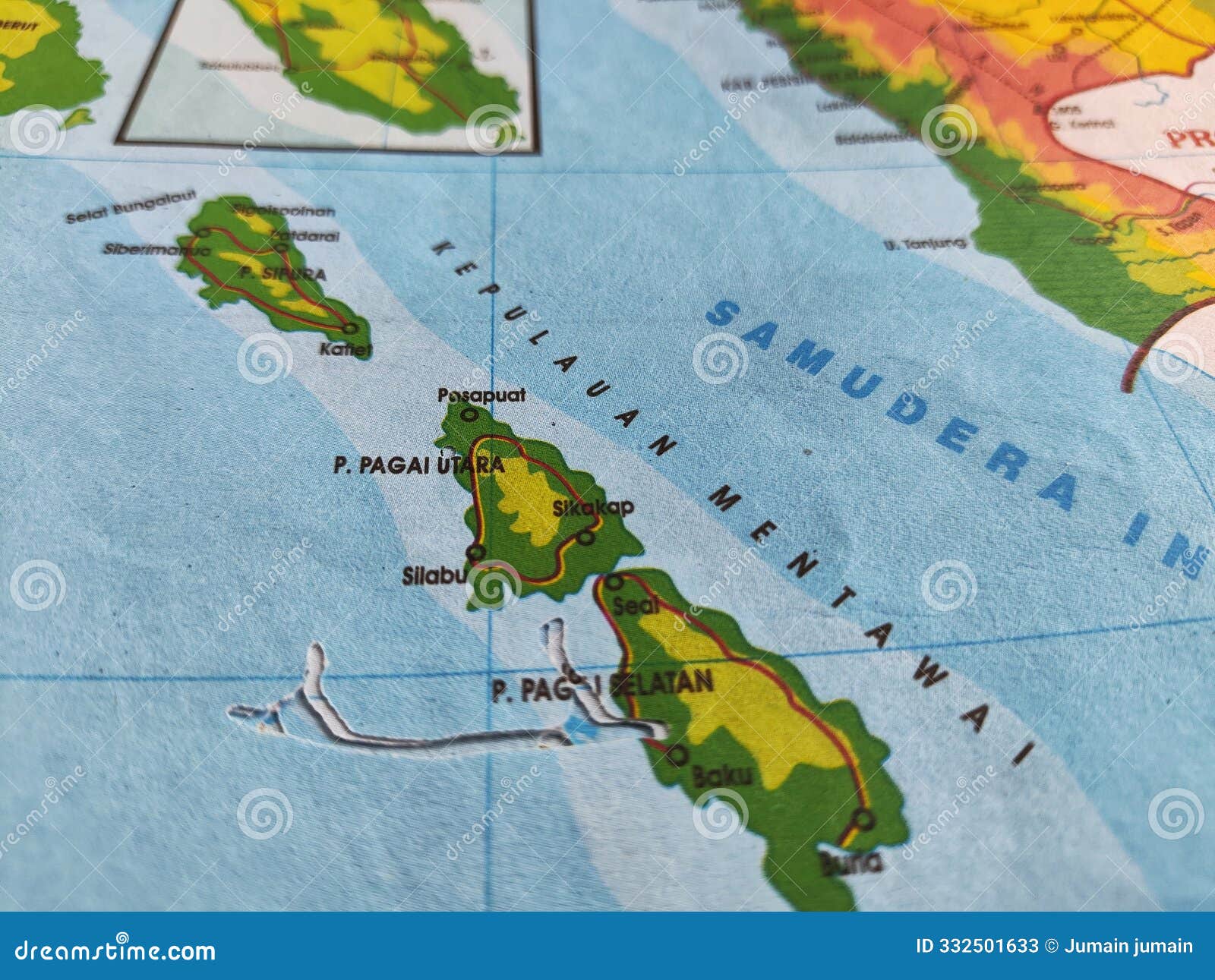 Mentawai Island Map and Major Cities Around it on Physical Map Stock ...