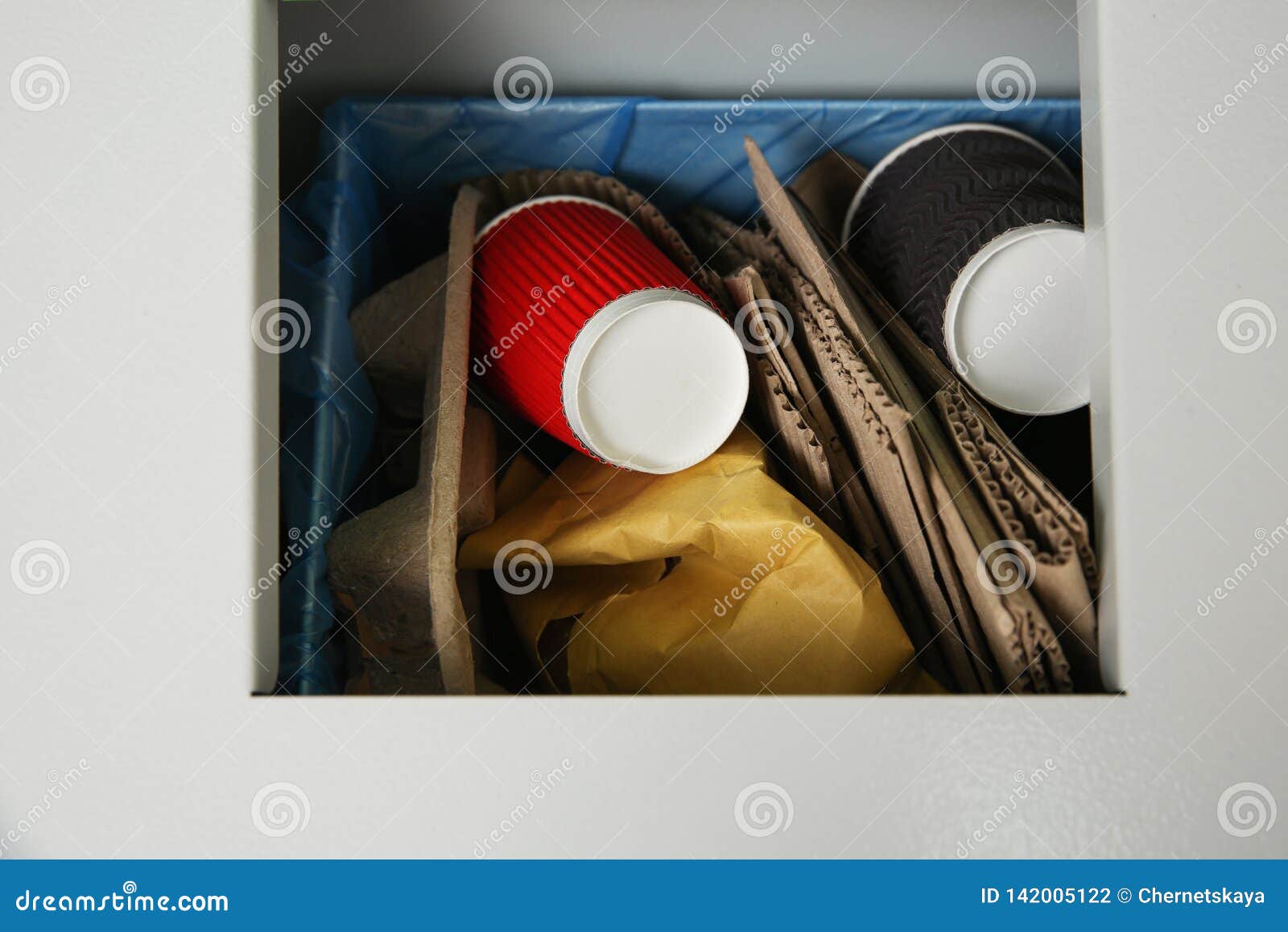 Closeup of Metal Bin with Garbage, Top View. Stock Photo - Image of ...