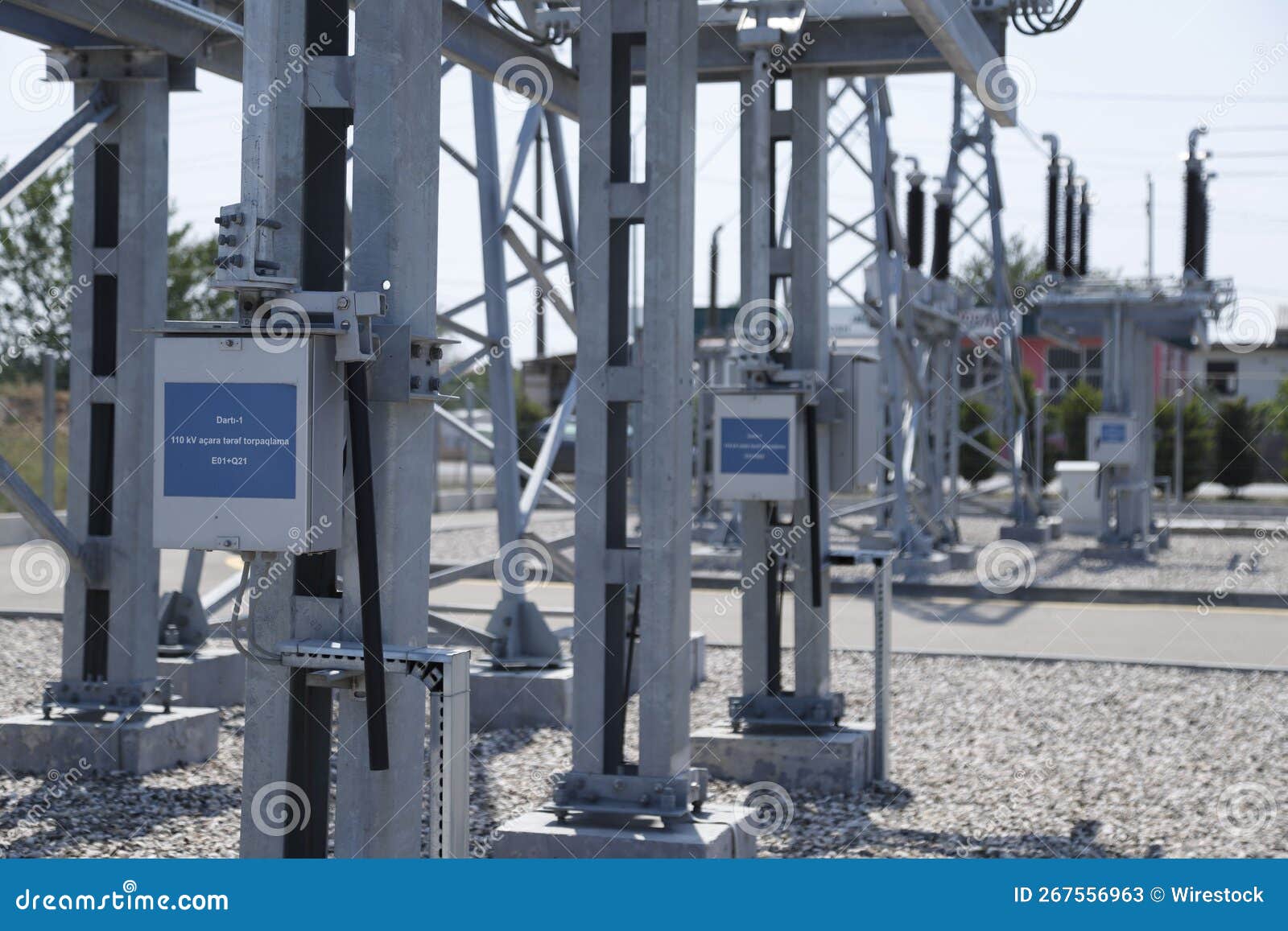 Closeup of Metal Columns in Electricity Substation Stock Image - Image ...