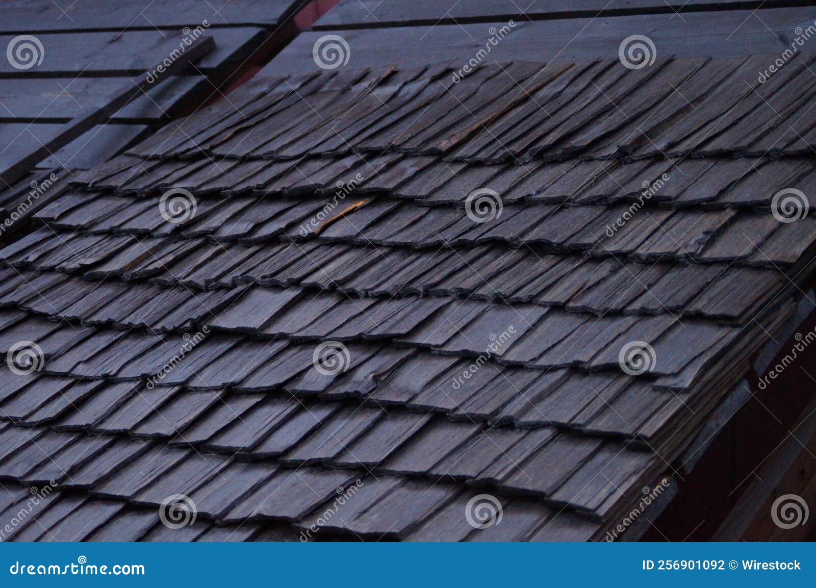 Closeup metal roof surface stock photo. Image of brick - 256901092