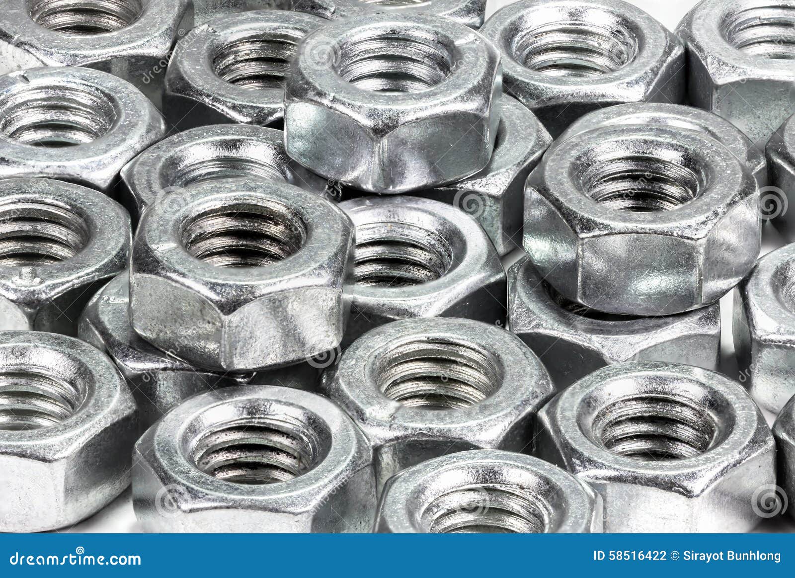 Closeup Metal (bolt) And Nuts On White Background. Stock Photo - Image ...