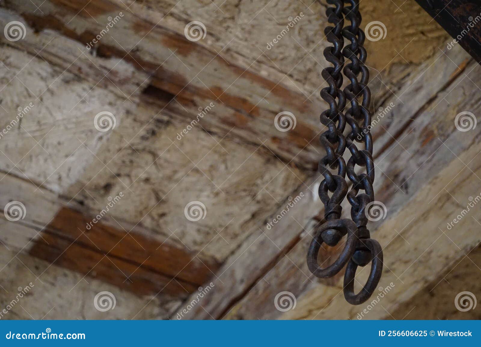 Closeup of a Metallic Chain Hung from a Roof Stock Image - Image of ...