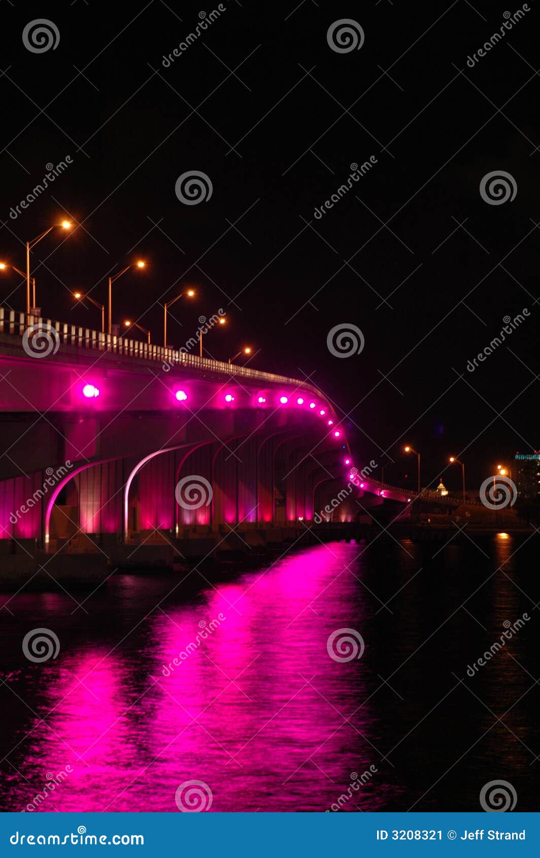 Closeup Miami Bridge at Night Stock Image - Image of pass, nighttime ...