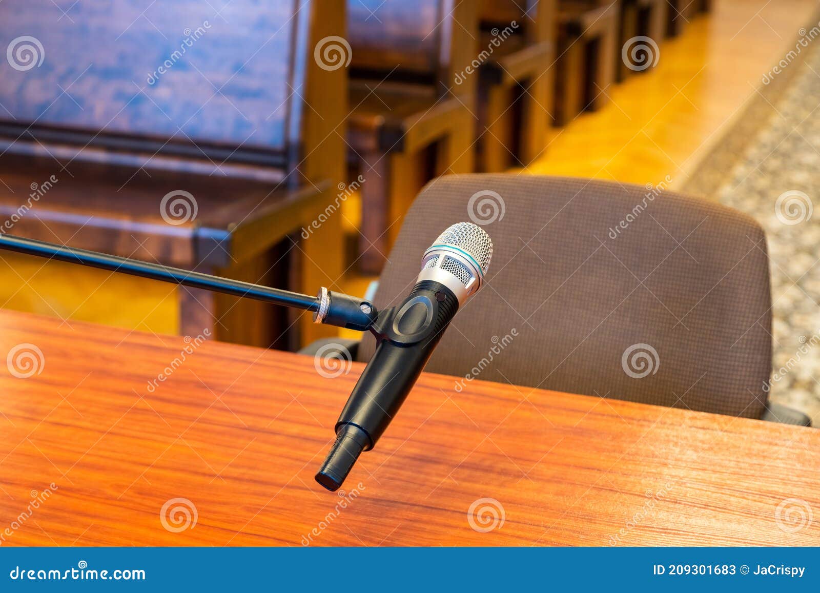 Closeup of Microphone in the Courthouse. Justice System, Witness ...