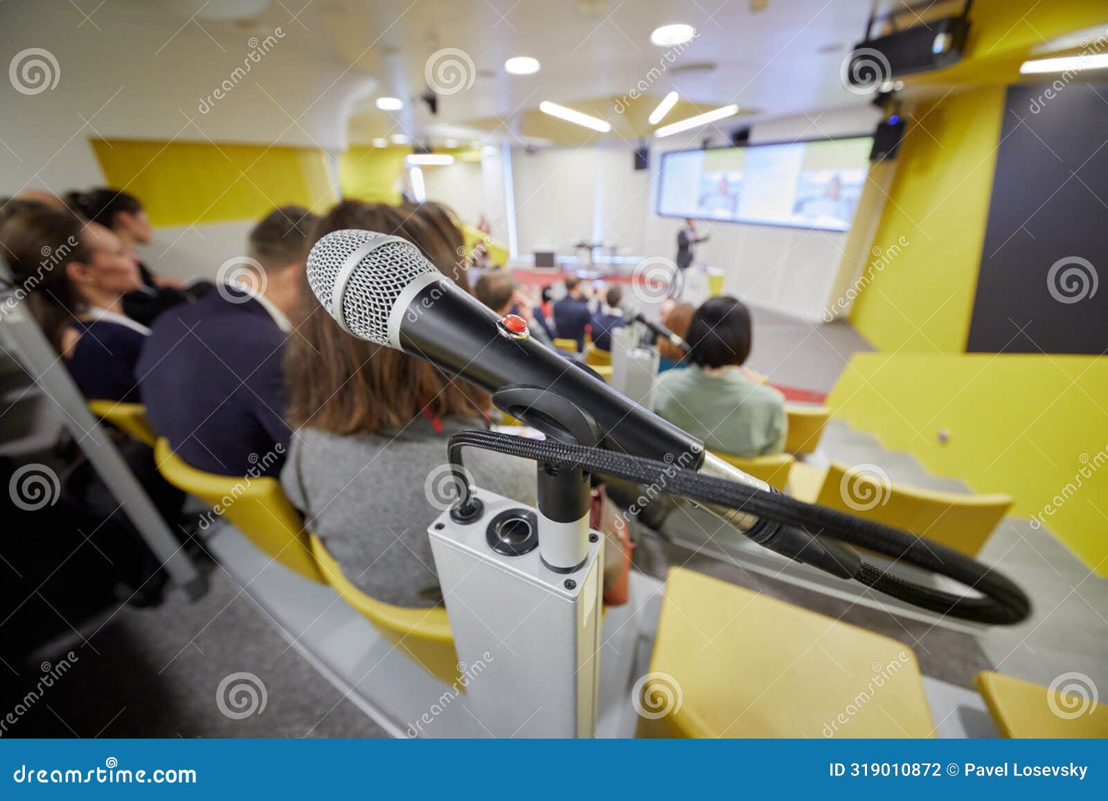 Closeup Microphone in Holder in Stock Photo - Image of audio ...