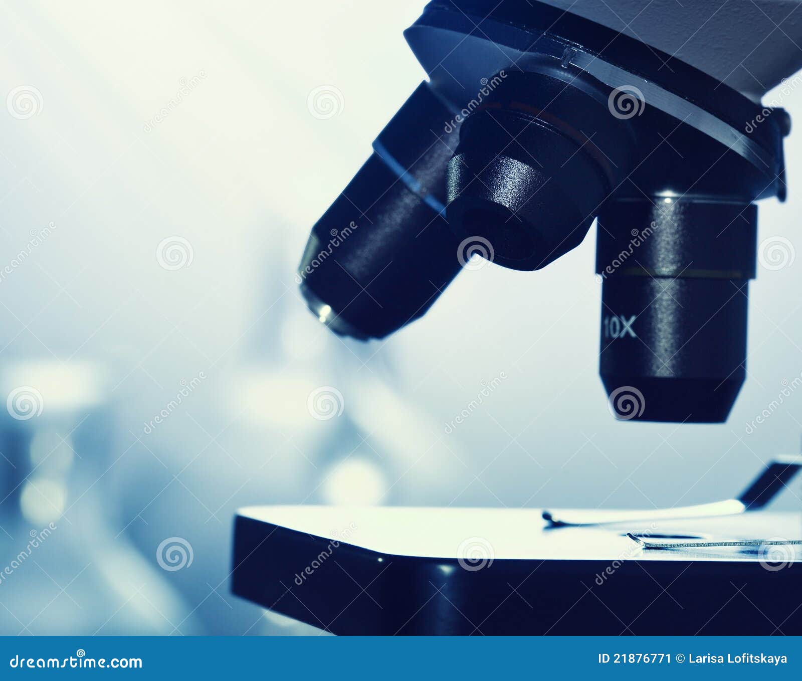 Closeup Microscope at Laboratory Stock Image - Image of horizontal ...