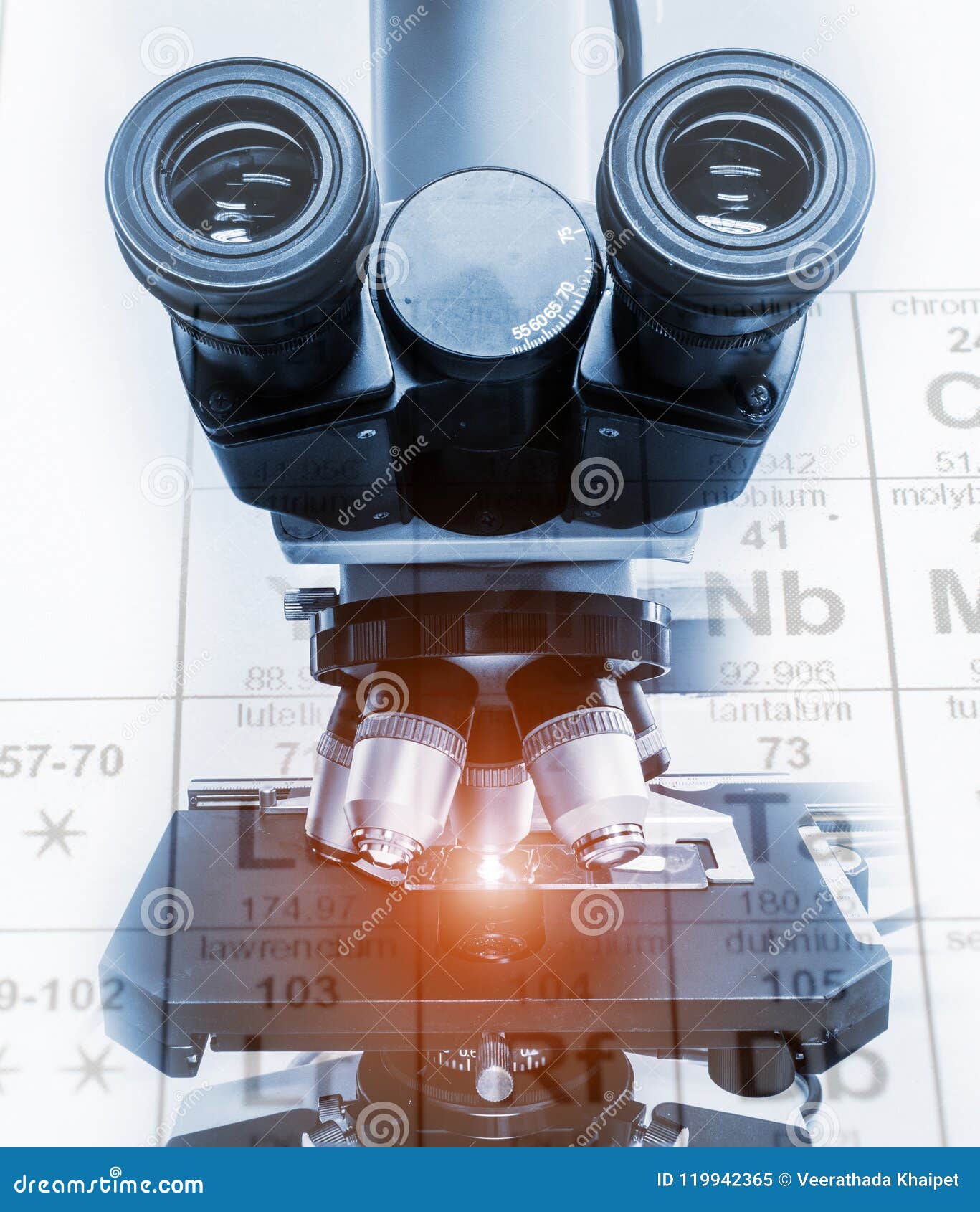 Closeup of Microscope Lens. Science Laboratory Research and Development ...