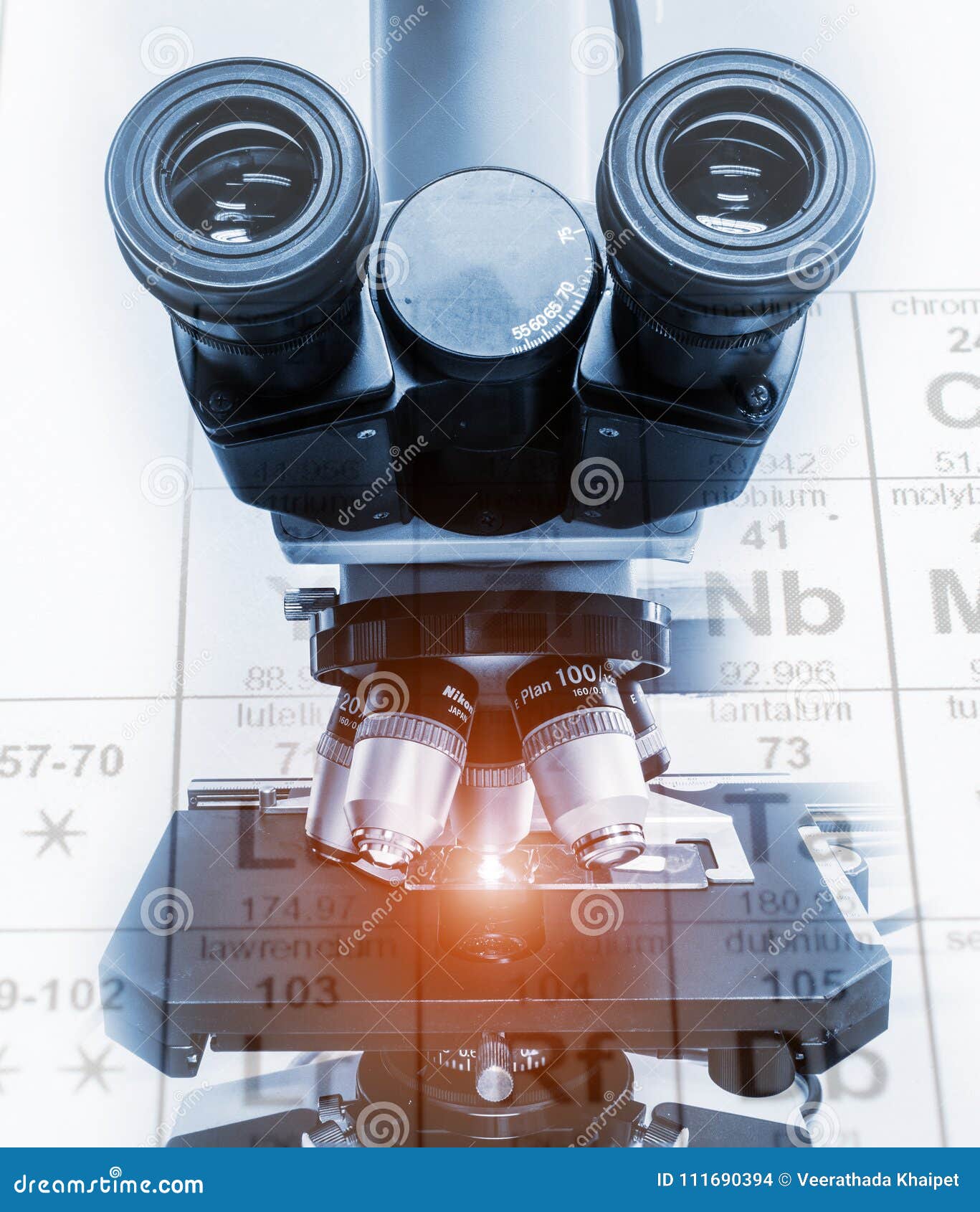 Closeup of Microscope Lens. Science Laboratory Research and Development ...