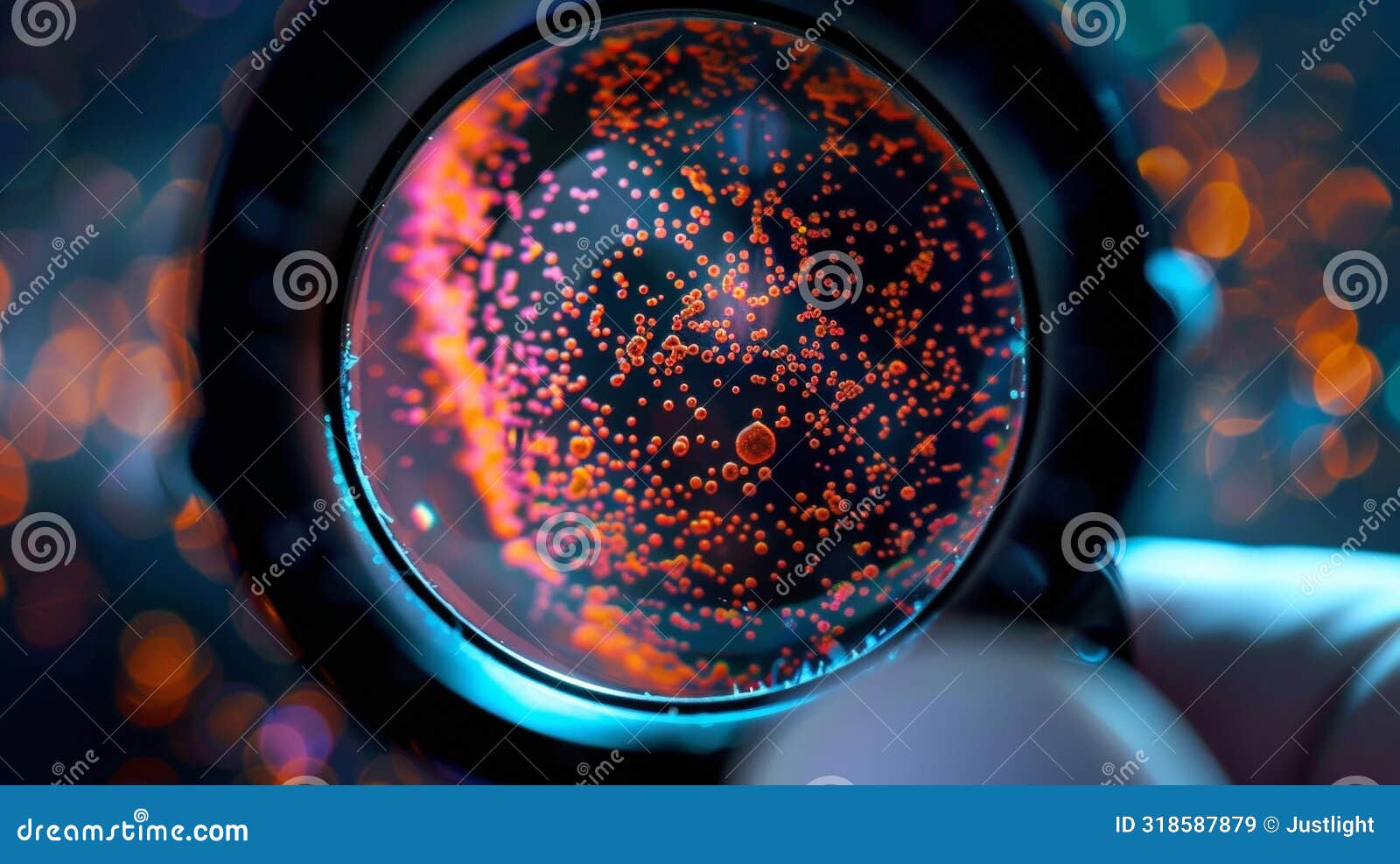 A Closeup of a Microscope Lens Showing a Magnified View of Tiny Cells ...