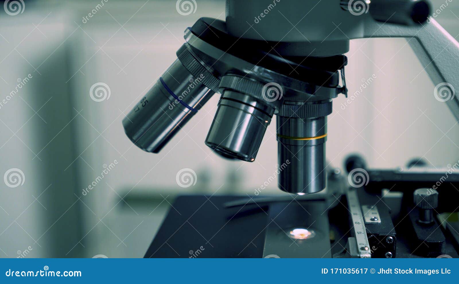 Closeup of the Microscope Lens Stage Stock Image - Image of cells ...