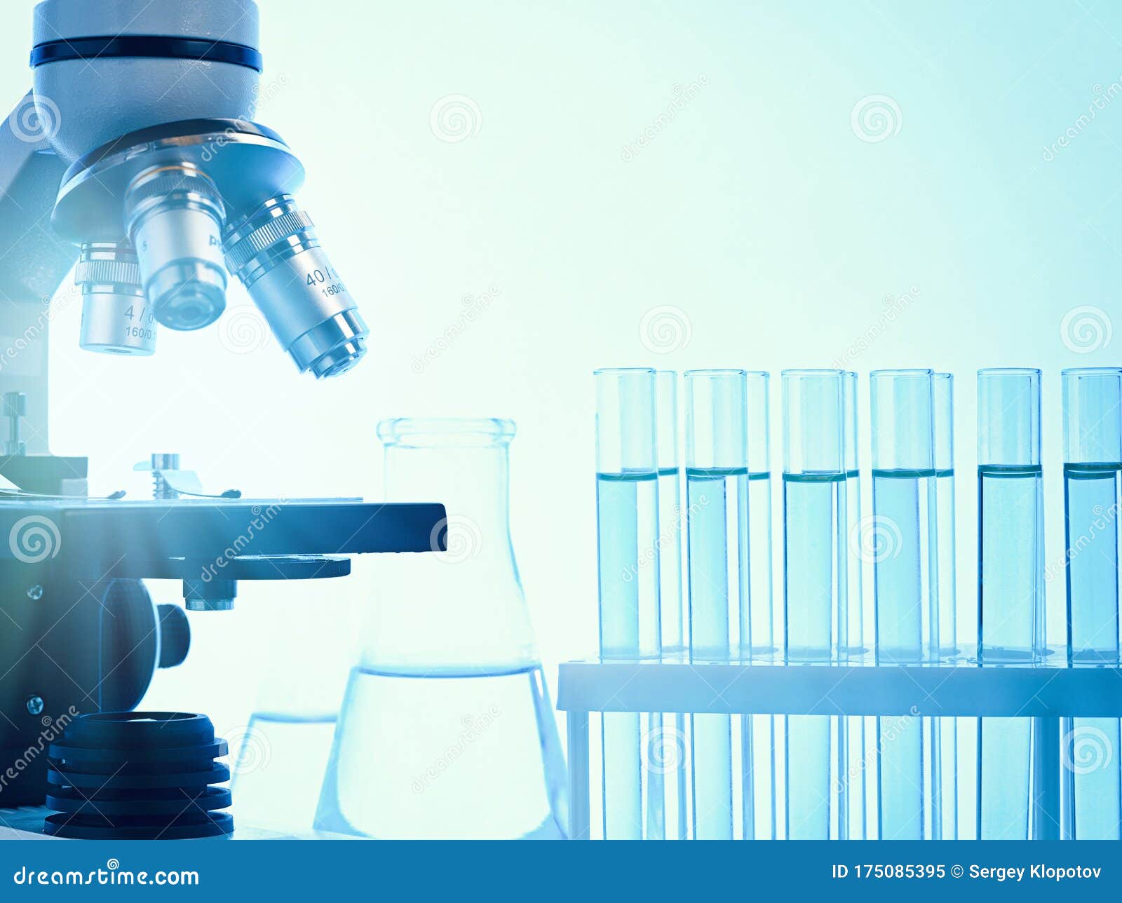 Closeup Microscope with Test Tubes Stock Image - Image of research ...