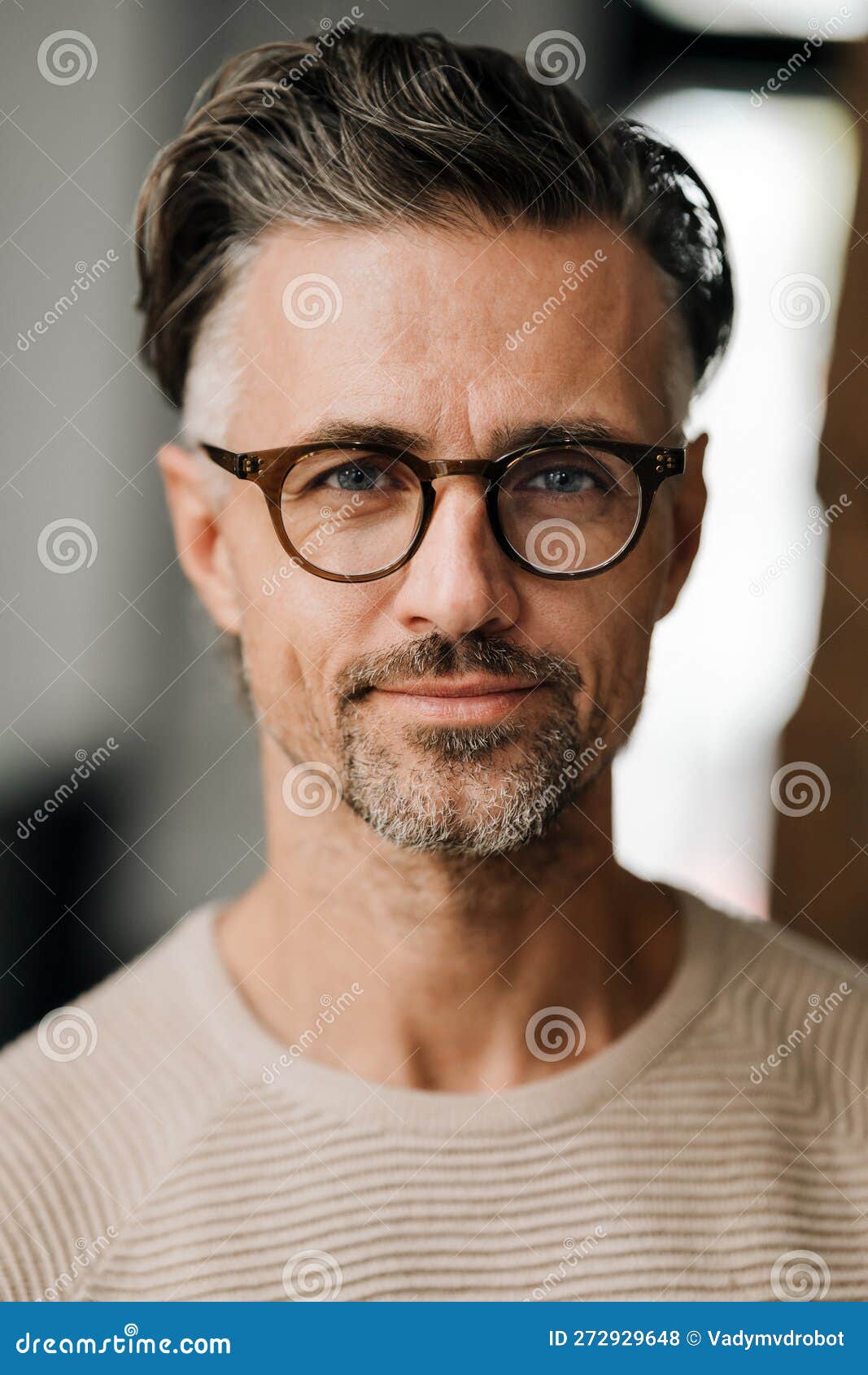 Closeup of Middle-aged Man Looking at Camera while Standing Indoors Stock Photo - Image of ...