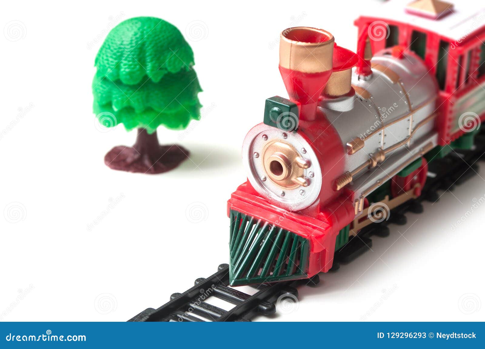 Miniature Plastic Train on White Background Stock Image - Image of ...