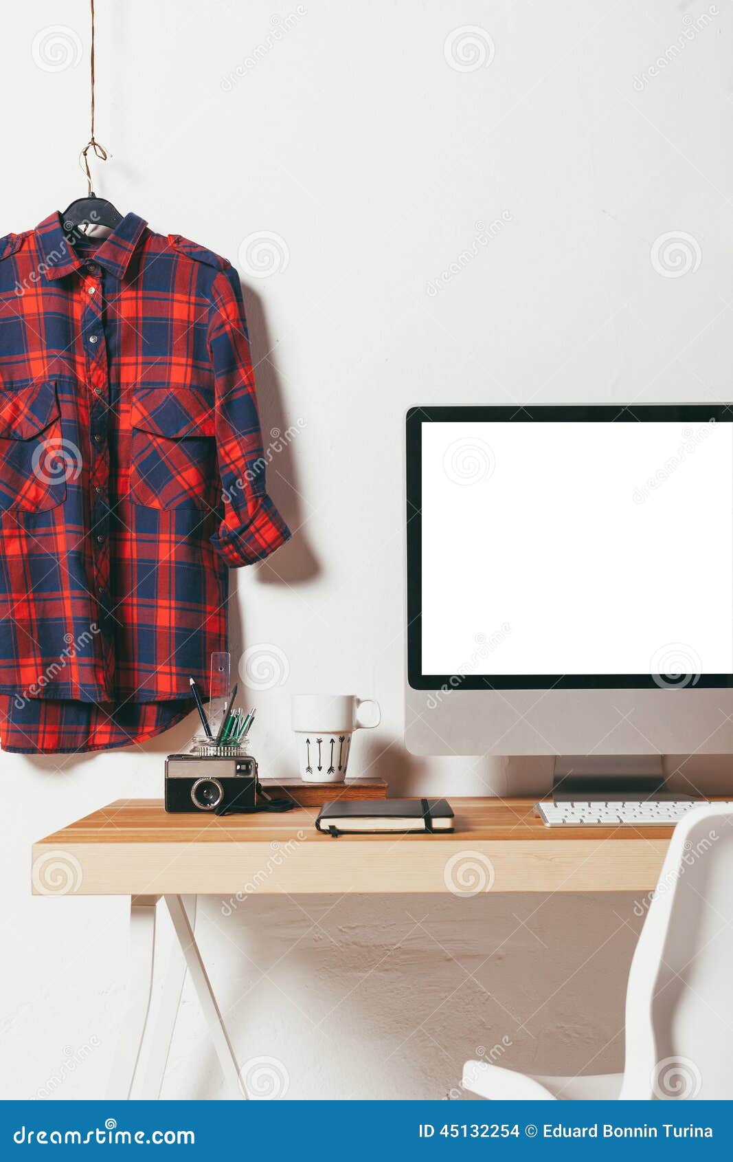 Closeup of Minimal Office on White Background. Stock Photo - Image of ...