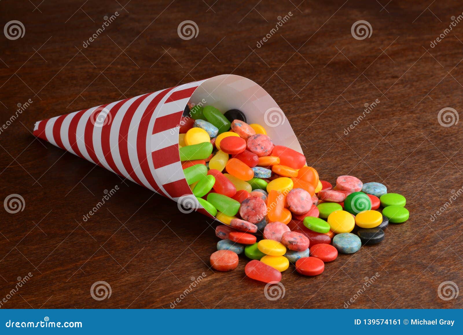 Closeup Mixed Candy in Paper Cone Stock Image - Image of colorful ...