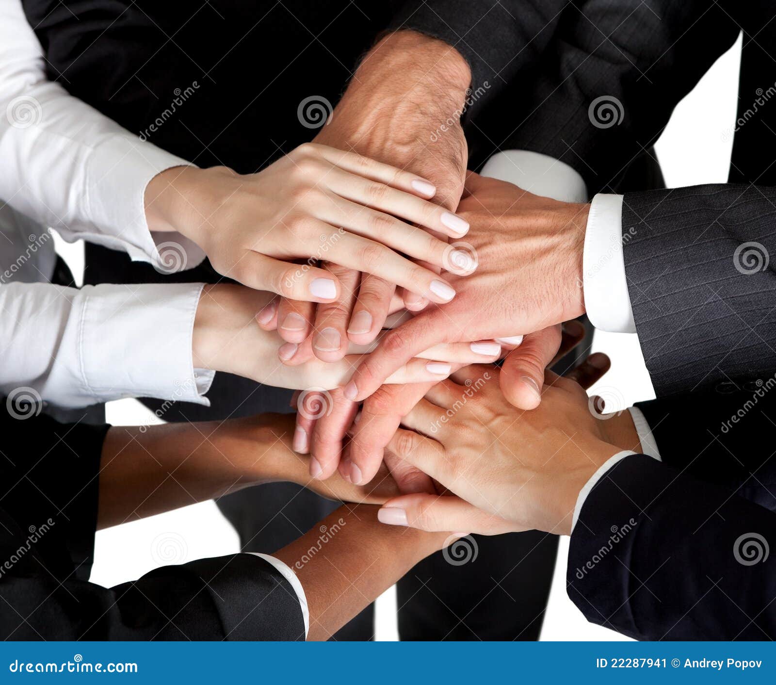 Closeup of Mixed Hands Stacked Together Stock Image - Image of joined ...