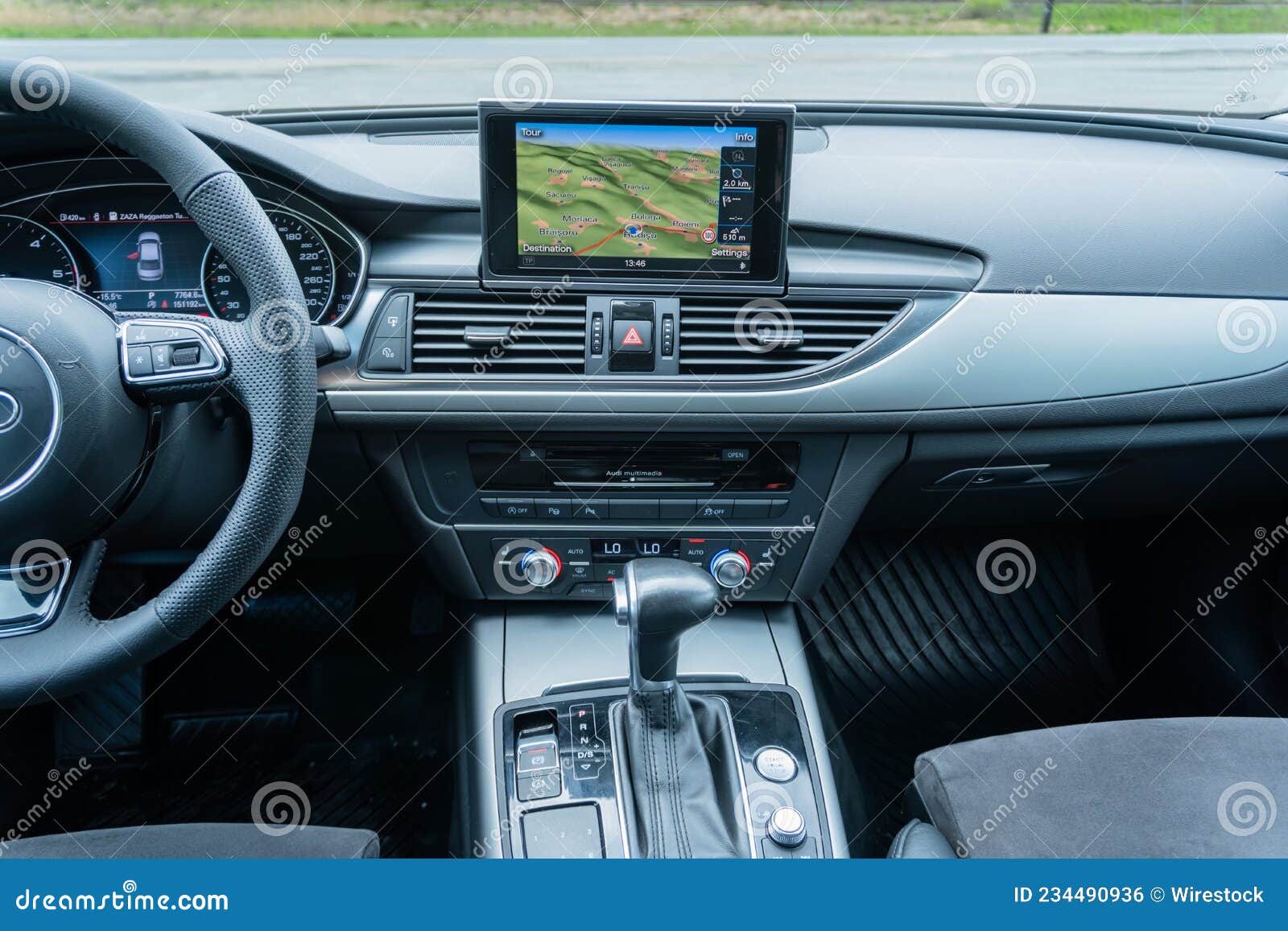 Closeup of MMI Big Navigation Display Unit Inside Audi A6 of the Year ...