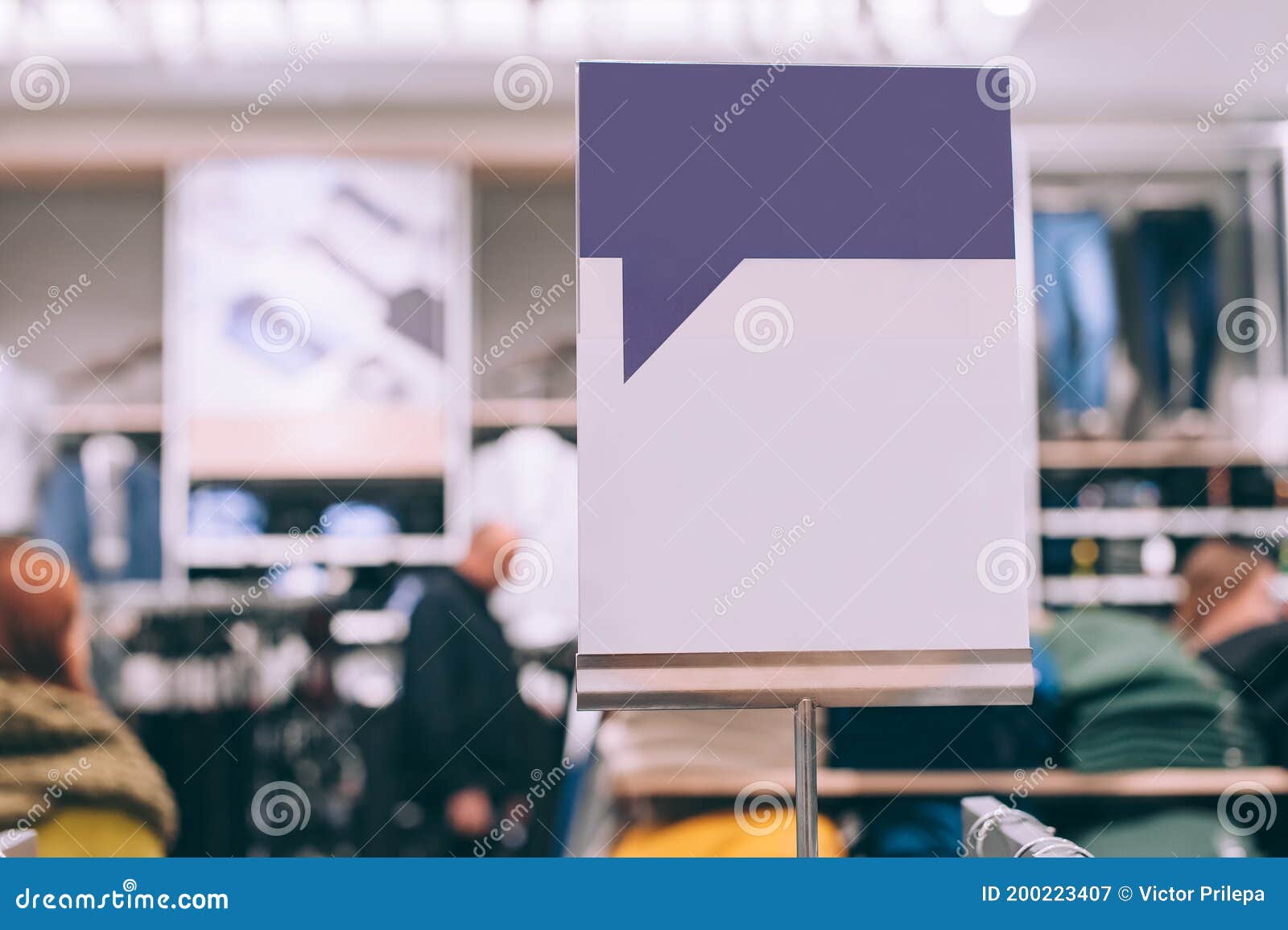Closeup, Mock Up of a White Signboard on the Background of a Store with ...