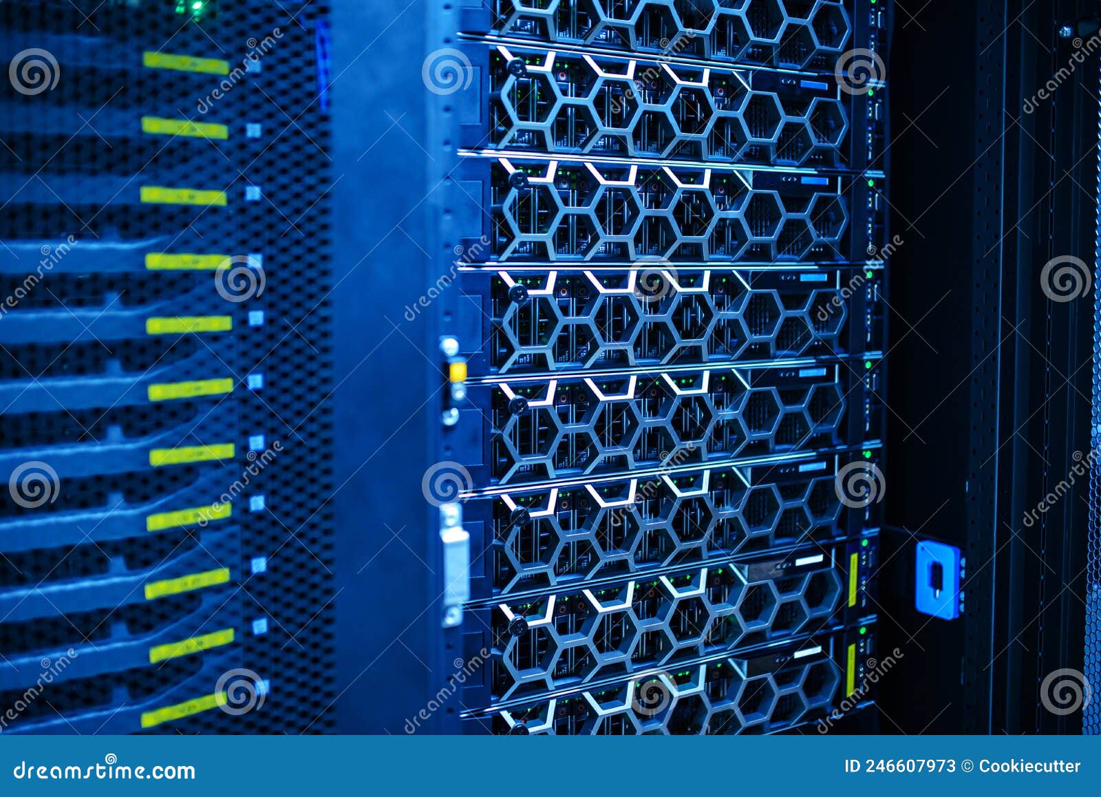 Blue computer server stock image. Image of infrastructure - 246607973