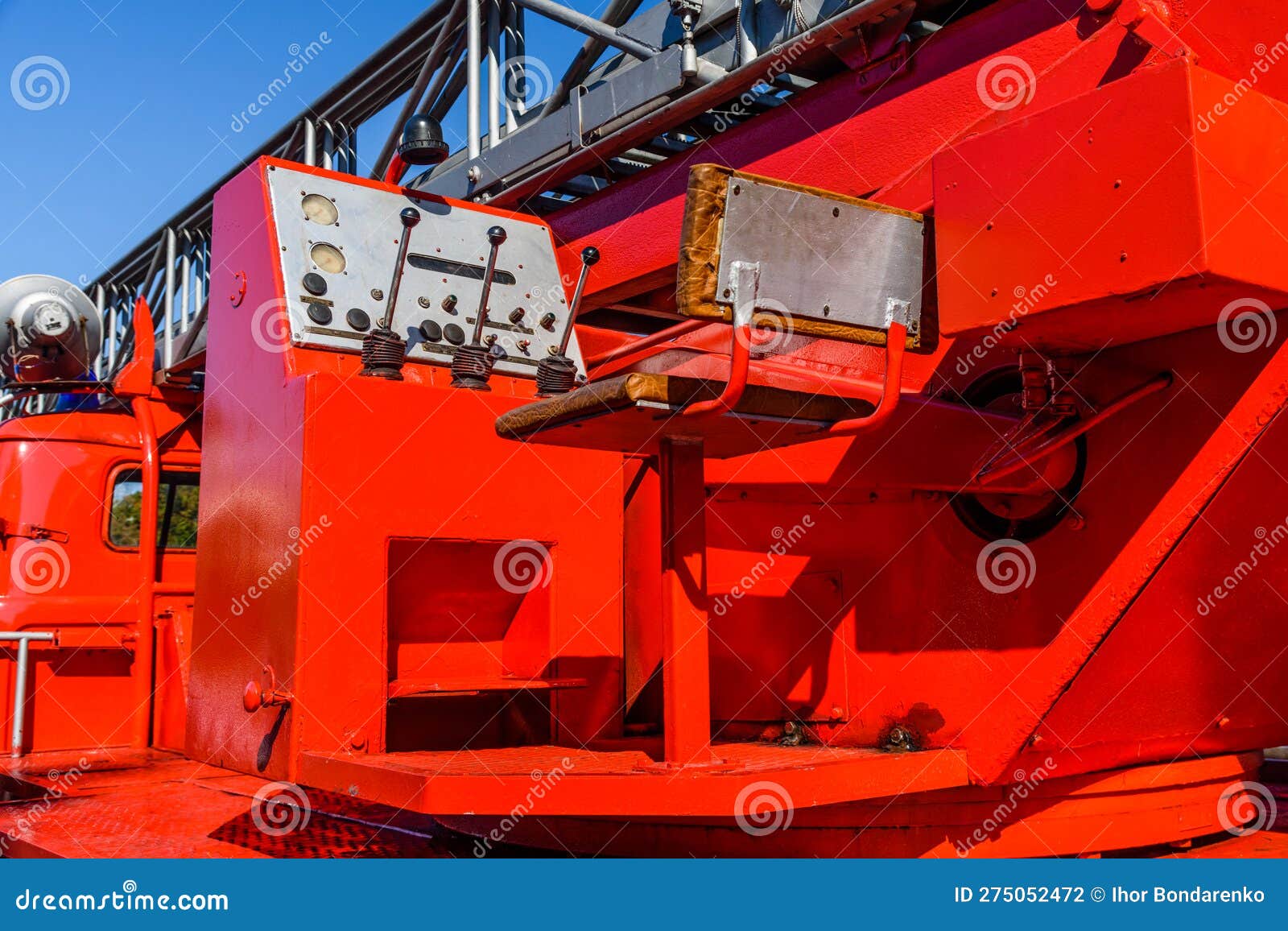 Closeup of the Modern Fire Truck with Ladder Stock Photo - Image of ...