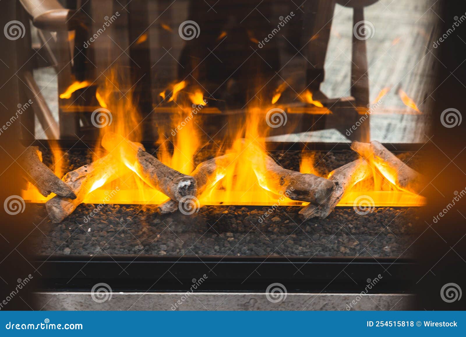 Closeup of a Modern Indoor Fireplace Stock Photo - Image of house, cozy ...
