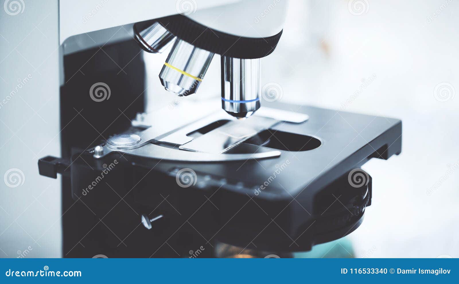 A Closeup of Modern Microscope Stock Photo - Image of clinical ...