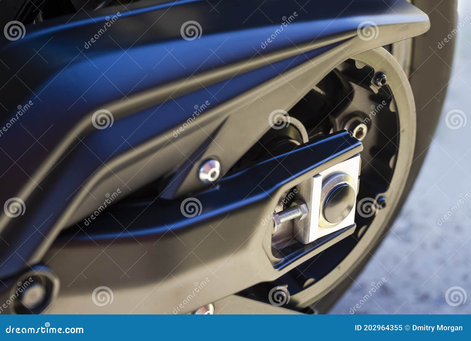 Closeup of Modern Motorcycle Rear Wheel Fork with Cover Stock Image ...