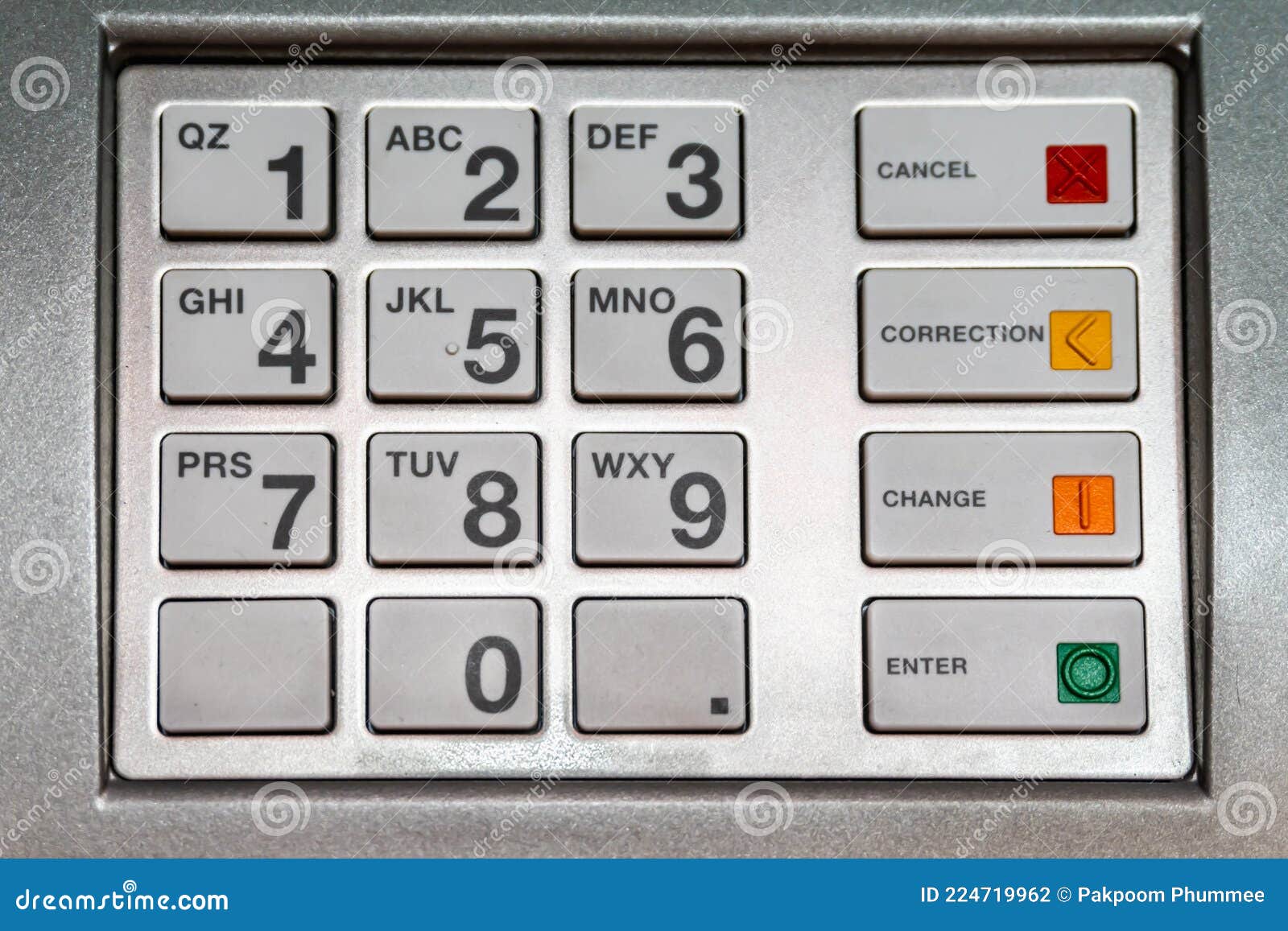 Closeup of Modern Silver Metal ATM Keypad. Stock Photo - Image of bank ...
