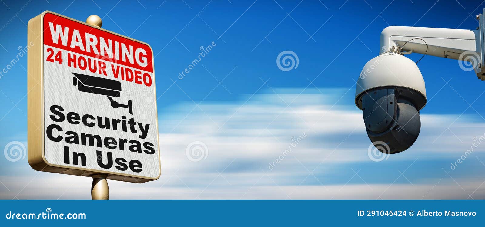 Warning 24 Hour Video Security Cameras in Use Stock Photo - Image of ...