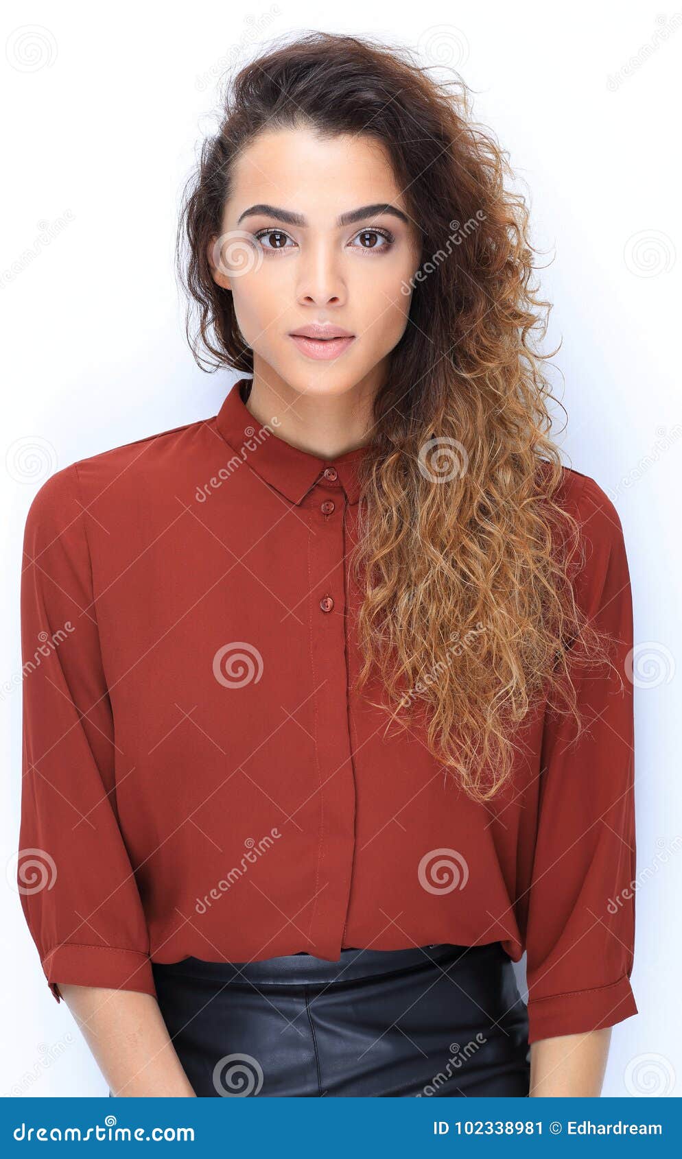 Closeup of a Modern Young Woman Stock Image - Image of long, caucasian ...