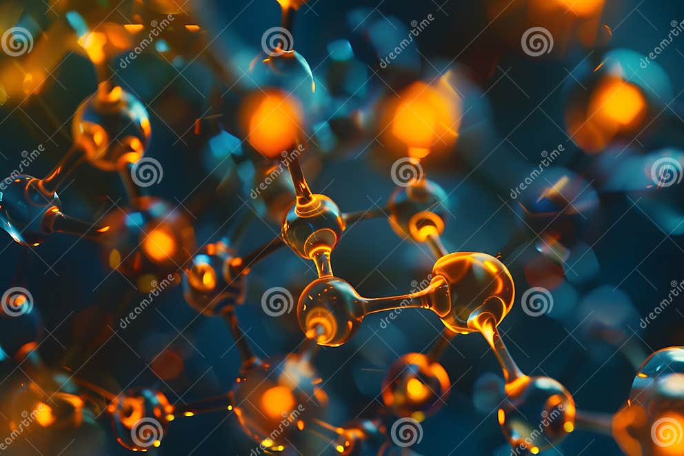 Closeup of Carbon Molecular Structure with Dark Blue Background - AI ...