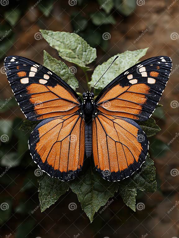 Closeup of a Monarch Butterfly on a Leaf Stock Illustration - Illustration of natural, monarch ...