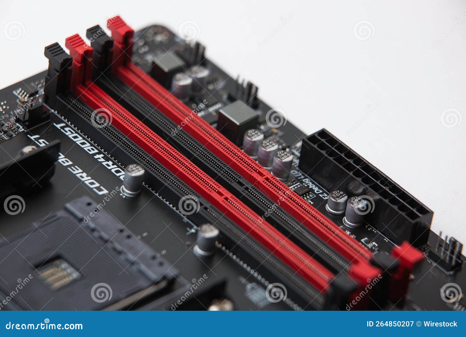 Closeup of MSI an Computer Motherboard Isolated on a White Background ...