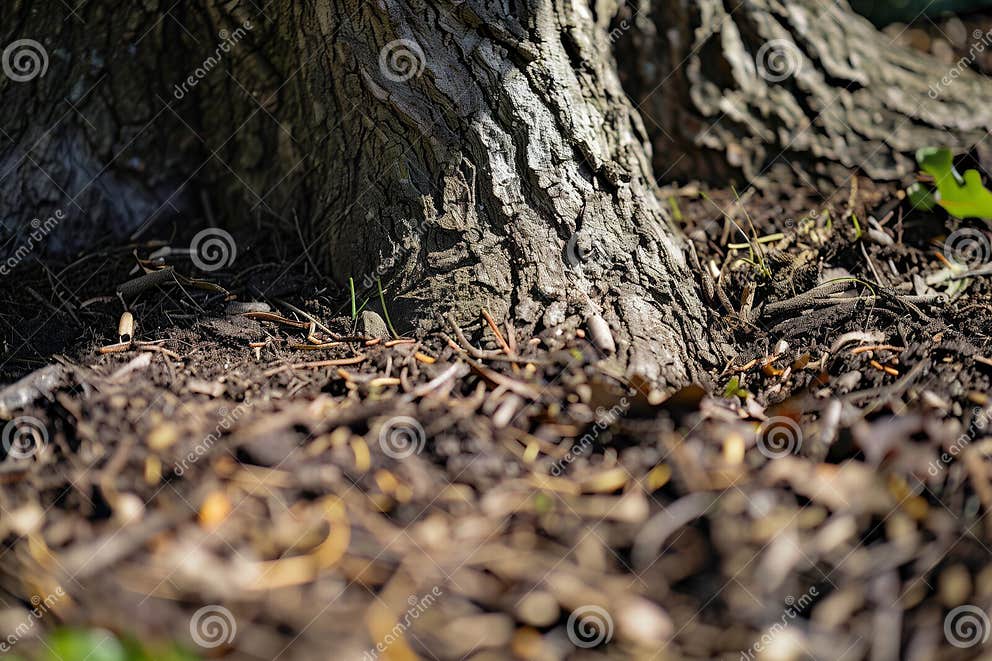 Closeup of Mulch Around the Base of a Tree Stock Image - Image of tree ...