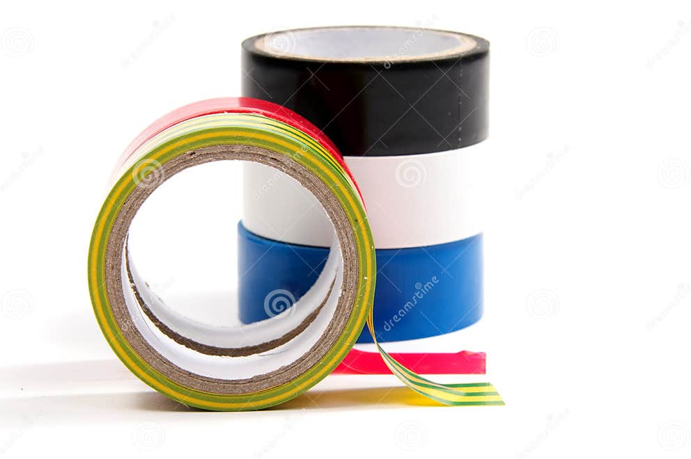 Closeup of Multicolored Insulating Tapes Stock Image - Image of ...