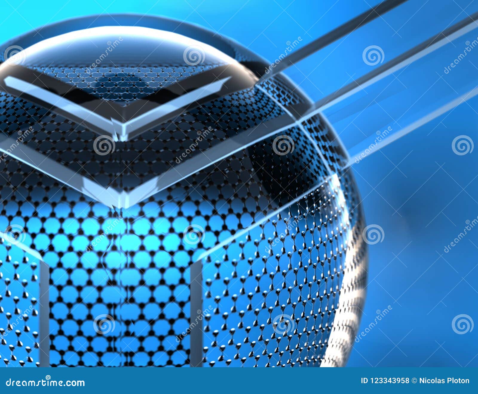 Closeup on a Nano Structure, Atom of Carbon Stock Illustration ...